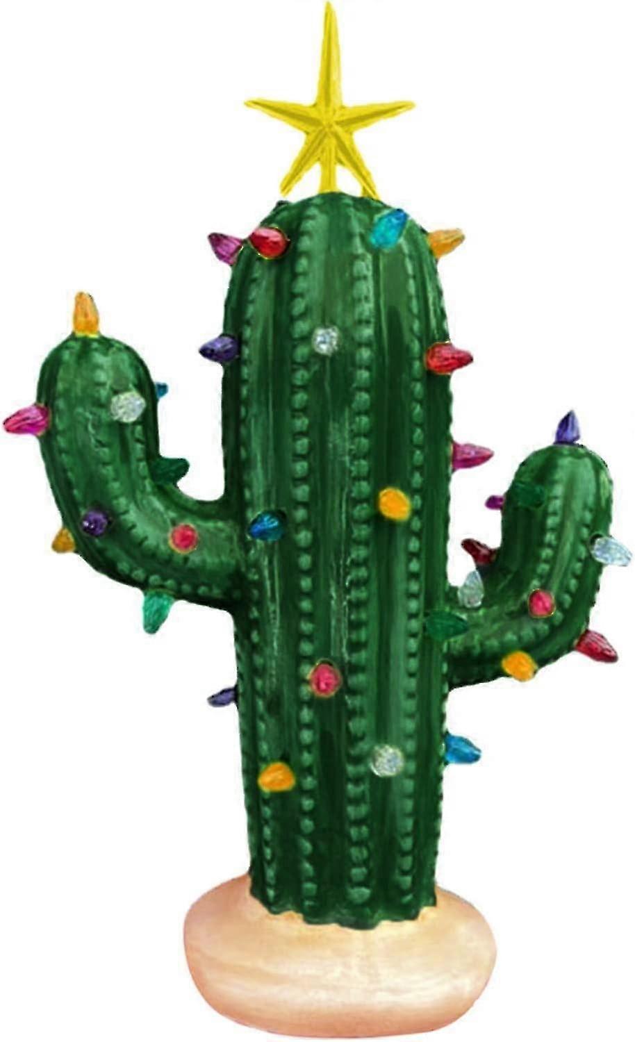 Cactus Christmas Tree with Lights Lighted Resin Ceramic Christmas Tree ...