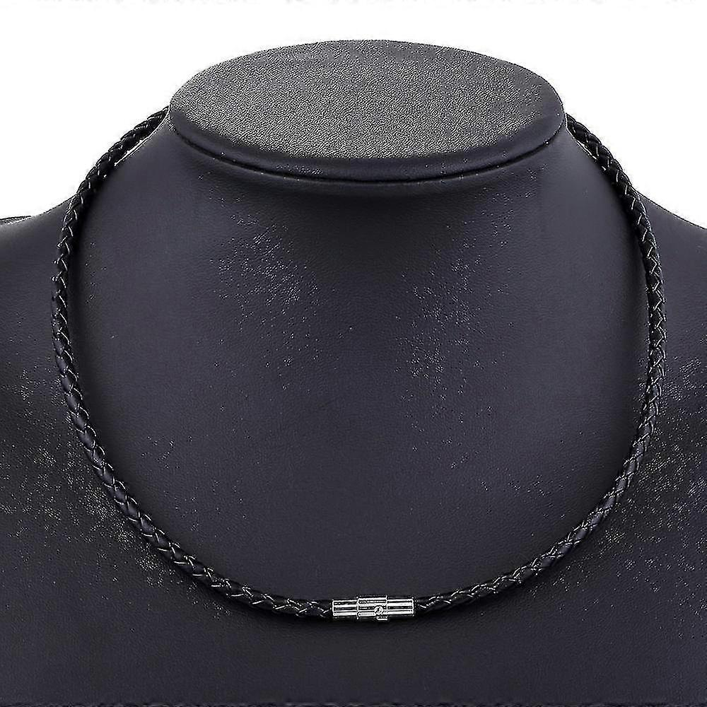 Men's Leather Choker Braided Rope Chain Necklace A | Fruugo UK