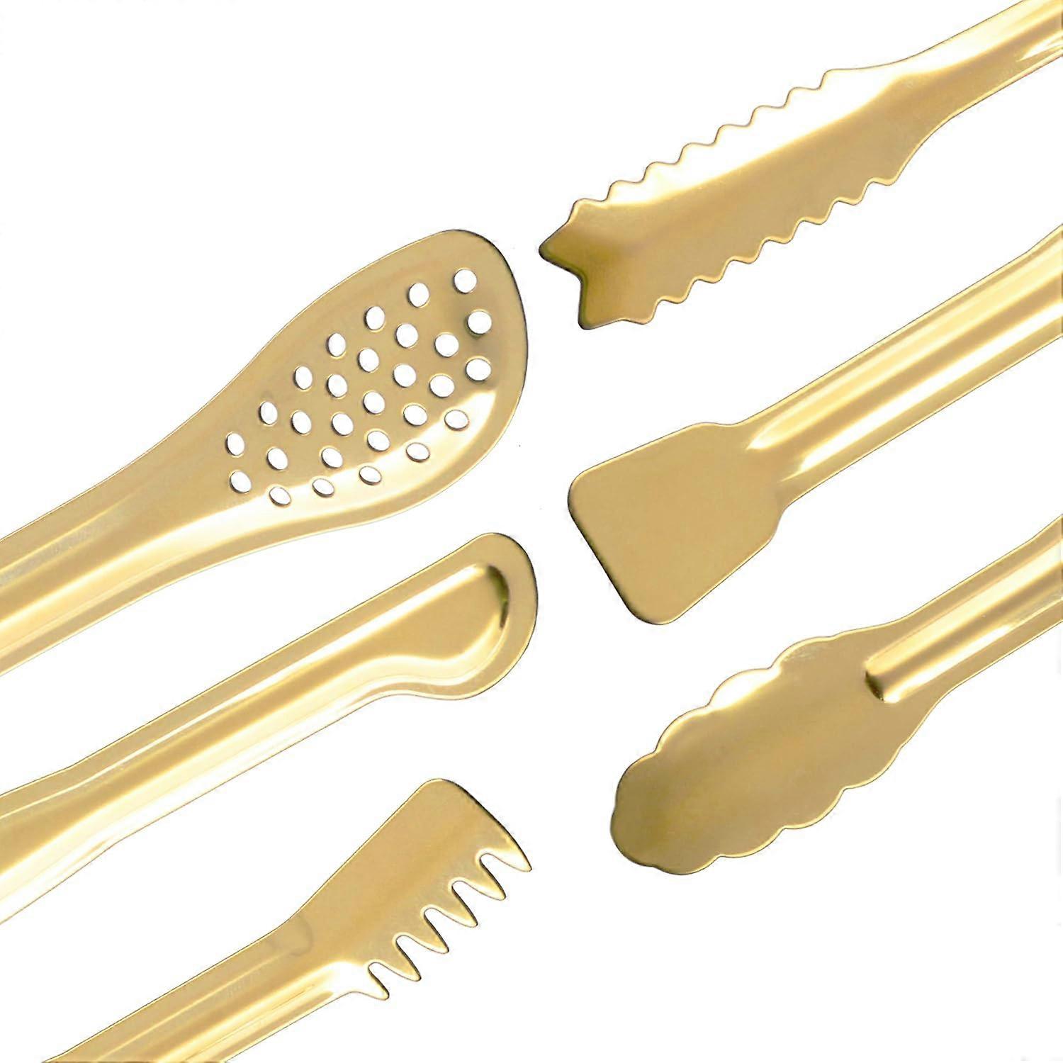 Gold Plated Mini Serving Tongs Set 6-Inch Appetizers Tongs Stainless ...