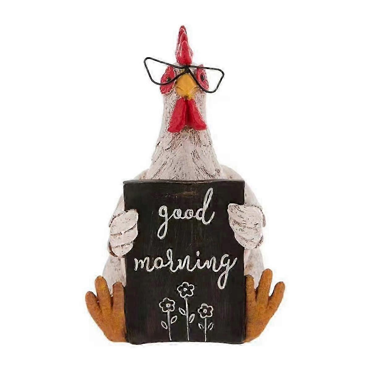 Funny Rooster Hen Good Morning Resin Status Desktop Home Cute Rooster ...