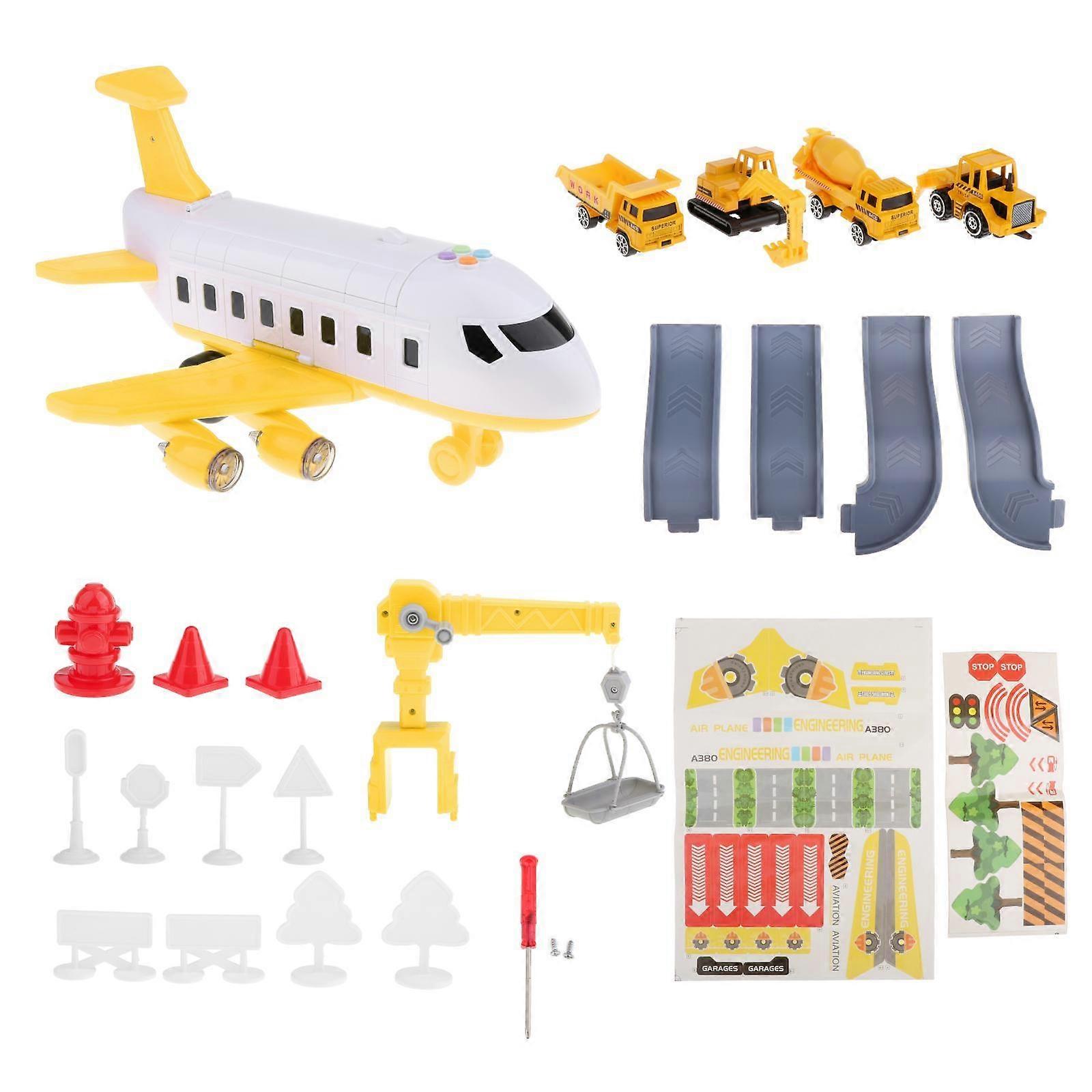 Car Toys Set with Transport Cargo Airplane, Large Theme Airplane, 4 ...