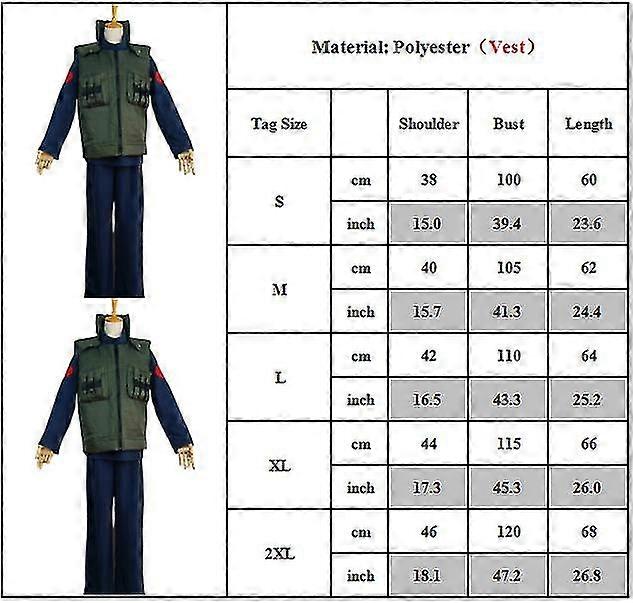 Anime Naruto Hatake Kakashi Cosplay Costume Vest Jacket Long Sleeve ...