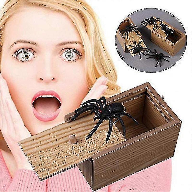 Wooden Prank Trick Practical Joke Home Office Scare Toy Box Gag Spider ...