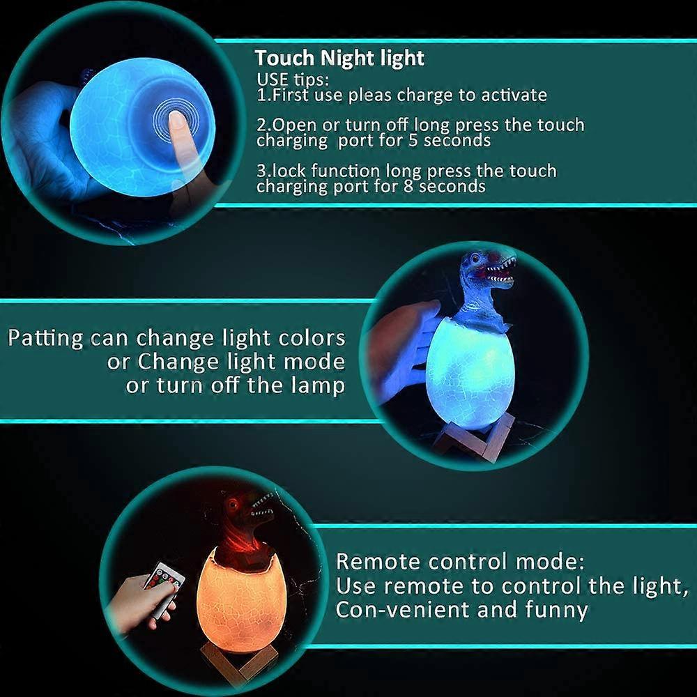 Dinosaur Night Light, 3D Dinosaur Light Color Changing Lamp, T-Rex ...