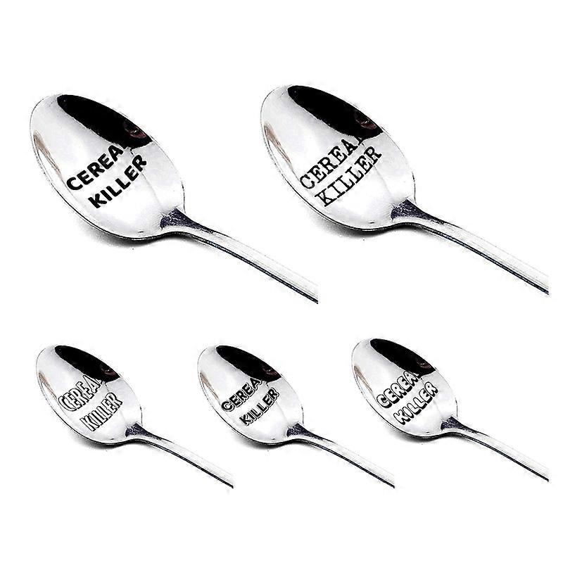 Stainless Steel Spoon Letter Engraved Cereal Killer Fruit Family Dinner ...