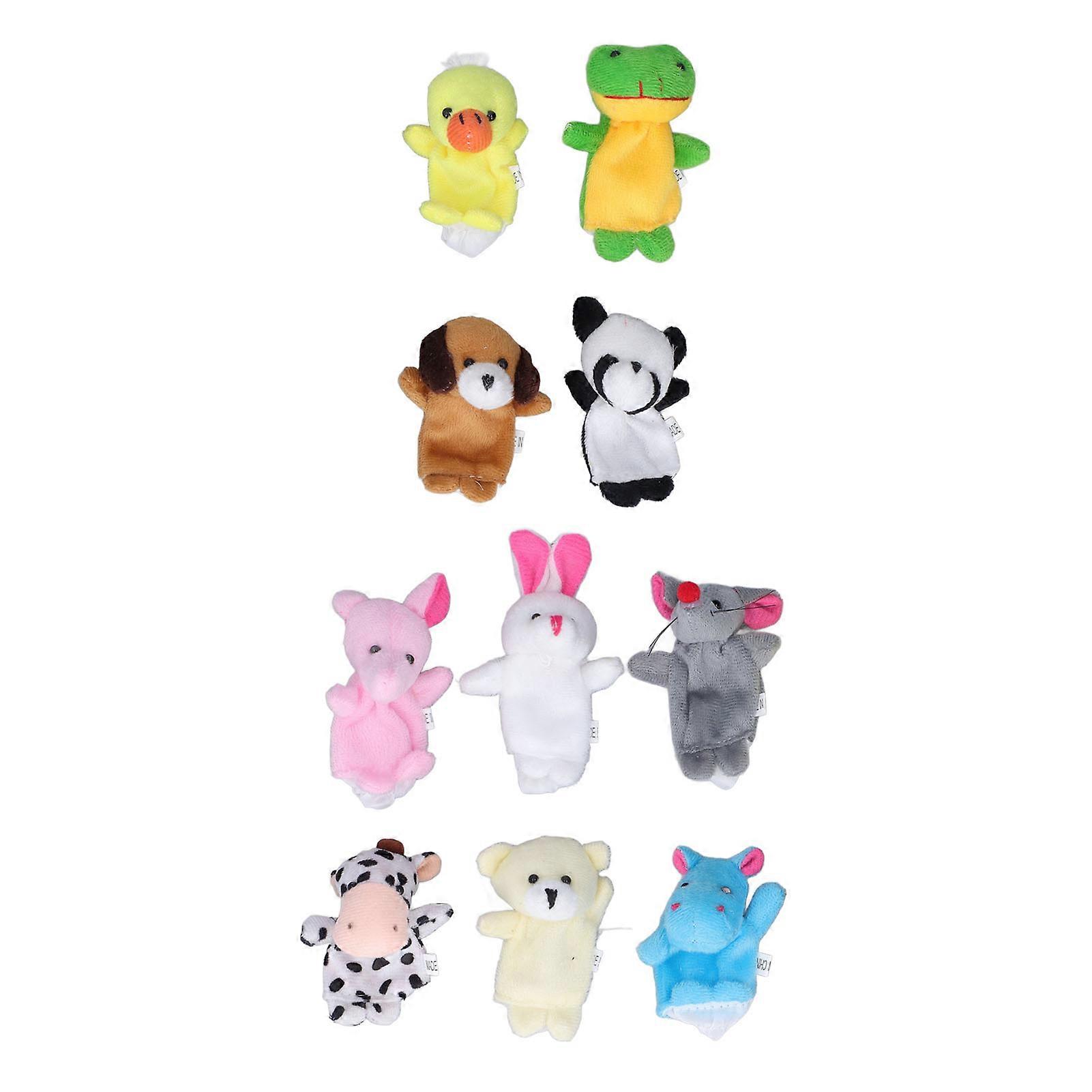 10pcs Finger Puppets Short Plush Cute Cartoon Animal Hand Puppet Glove ...