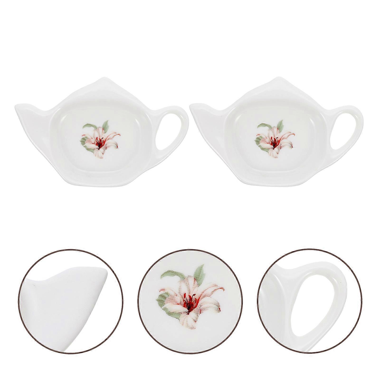 2Pcs Ceramic Tea Bag Holders Exquisite Tea Bag Tray Small Loose Tea ...