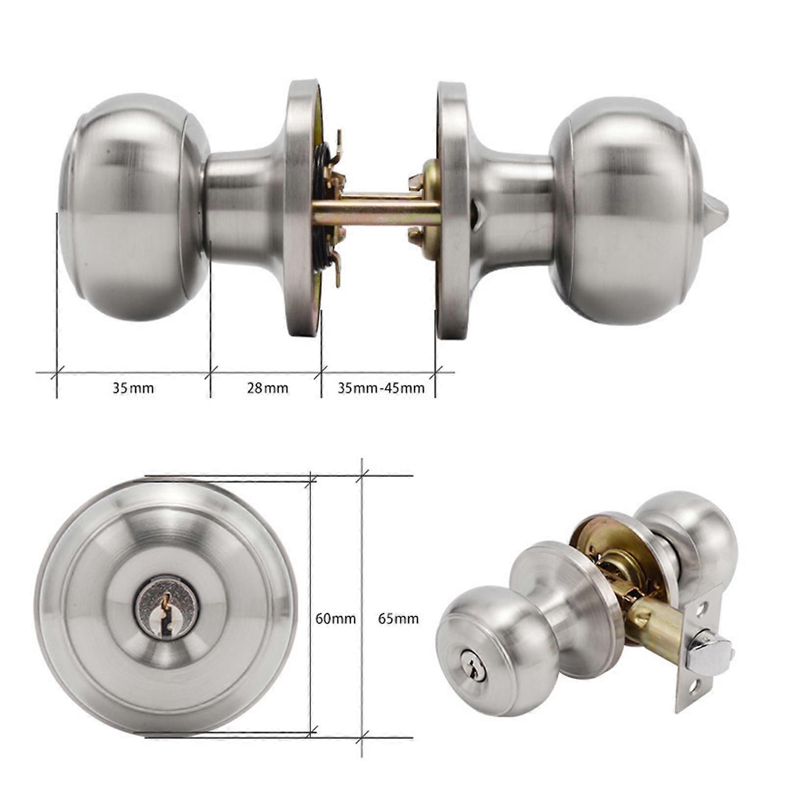 Lockable Door Knob Bedroom Entrance Door Knob Keyless Entry Door Handle ...