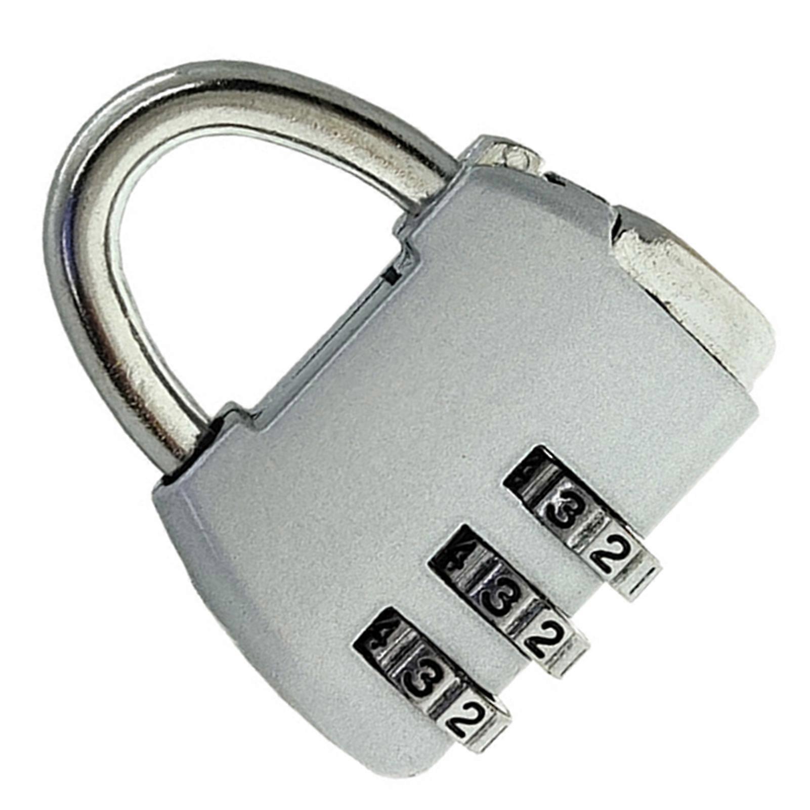 Padlock 3 Digit Combination Lock Security Heavy Duty Zinc Alloy Luggage ...