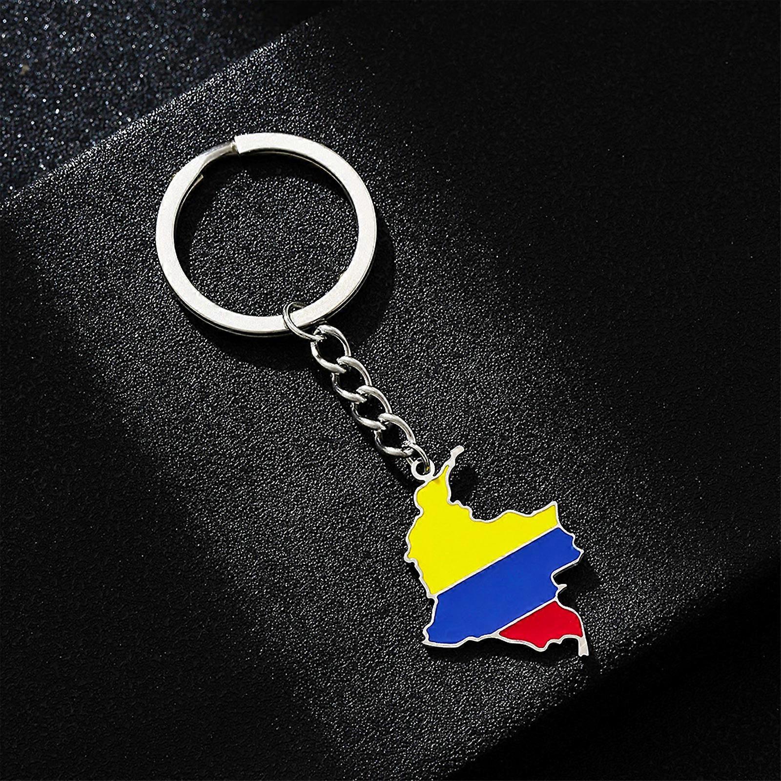 Colombian Map Flag Keychain Men Women Keyring Titanium Steel Key Chains ...