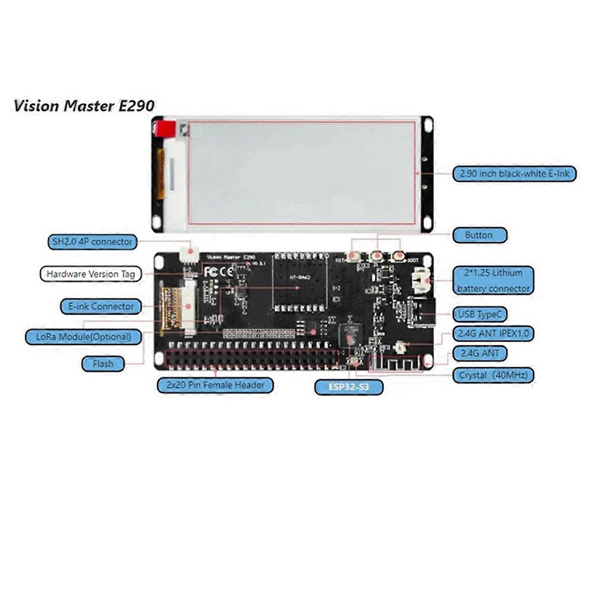 Meshtastic ESP32 Vision Master E290 E-Ink Display LoRa for Arduino Price Tag E-Paper Monitor ...