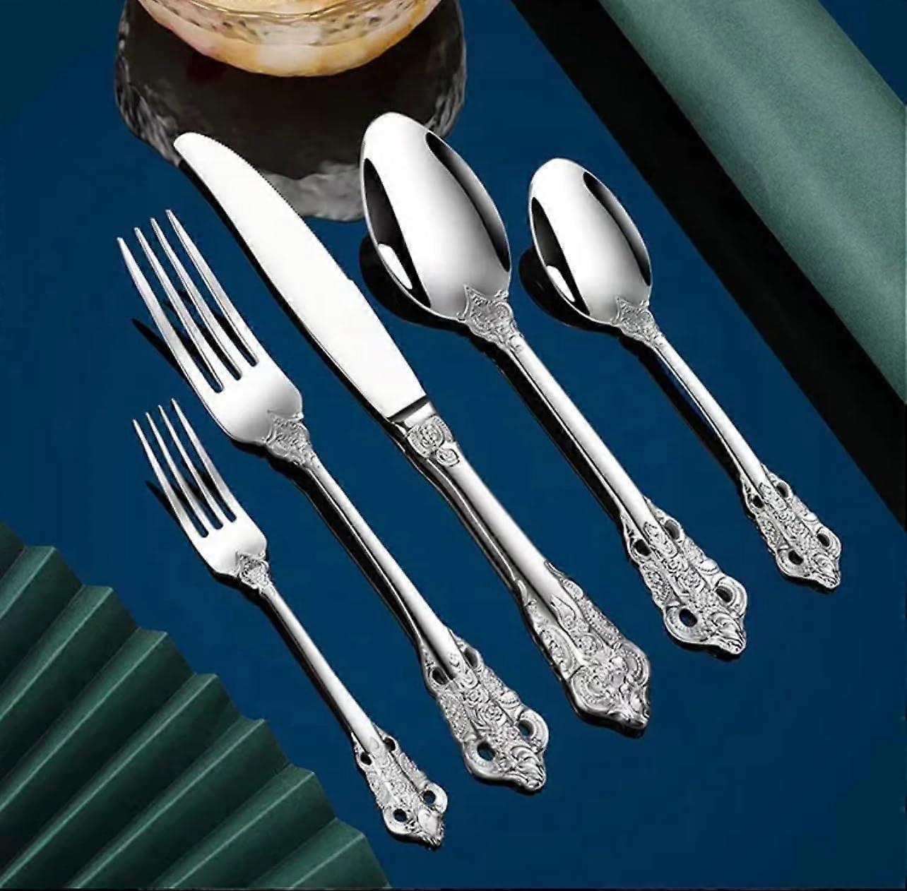 20 Pieces Luxury Silverware Set Service For 4 Kitchen And Tableware ...