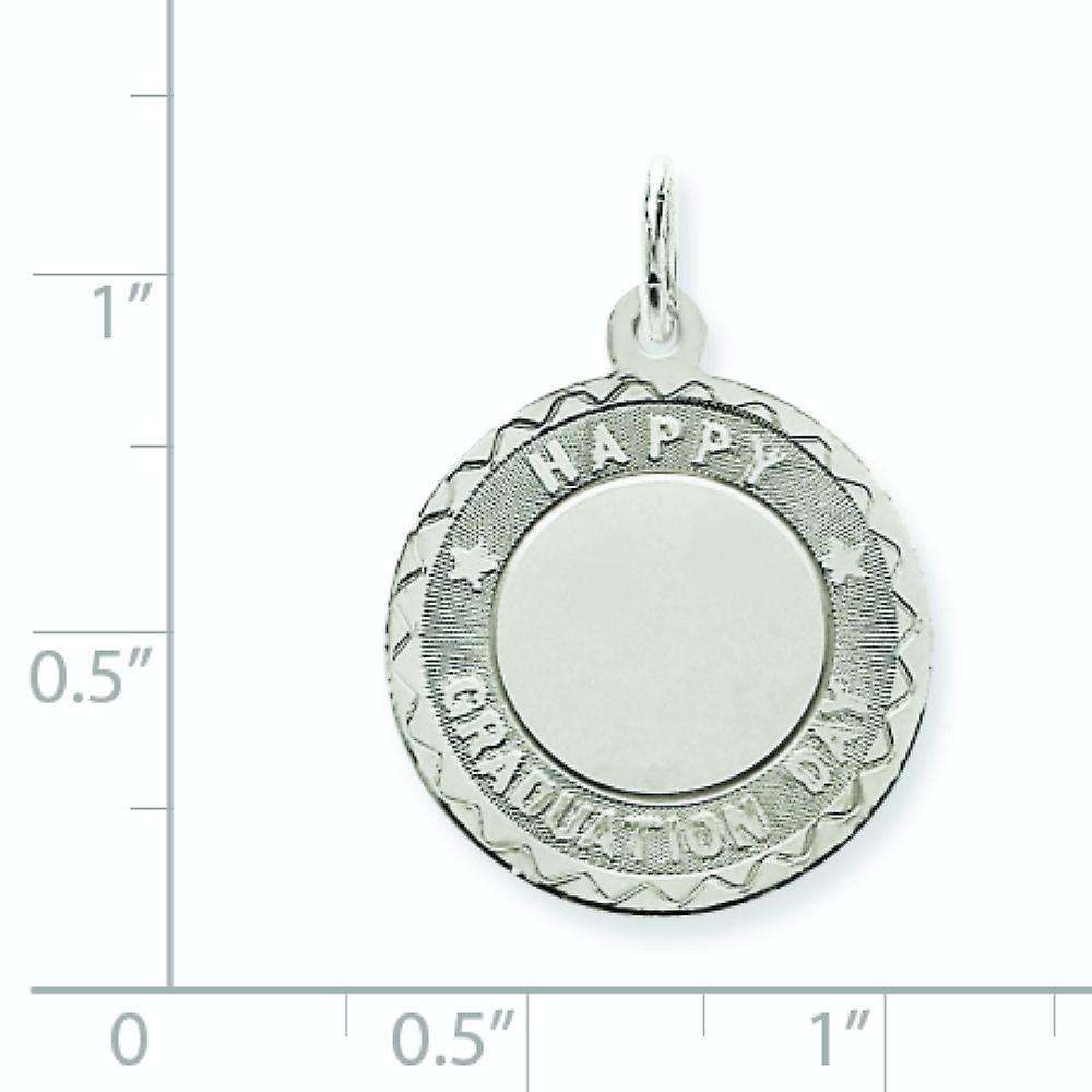 925 Sterling Silver Solid Happy Graduation Disc Charm 27x20mm Wide ...