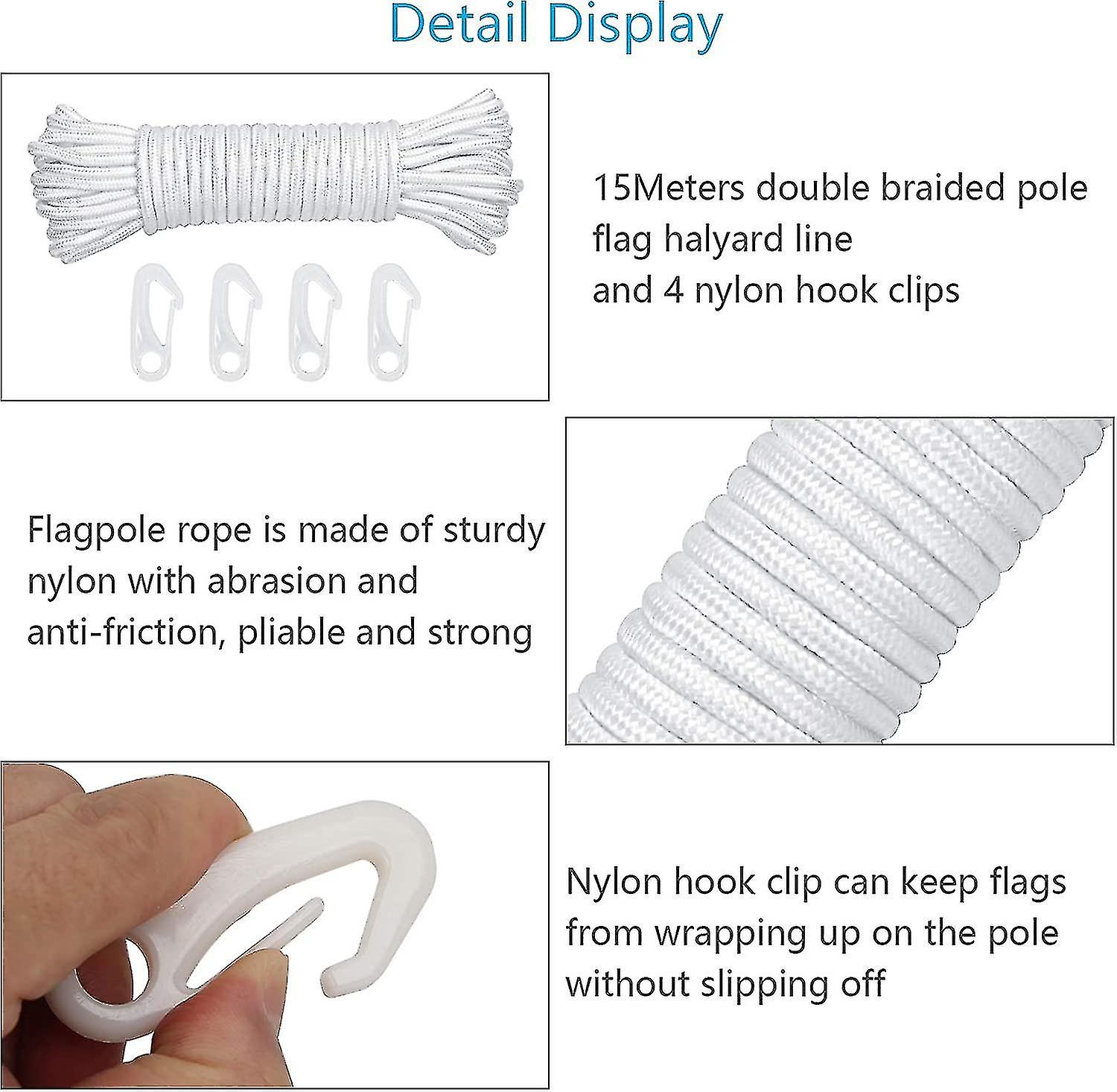 15m 6mm Nylon Flag Rope Flagpole Rope Pole Flag Halyard Line | Fruugo UK