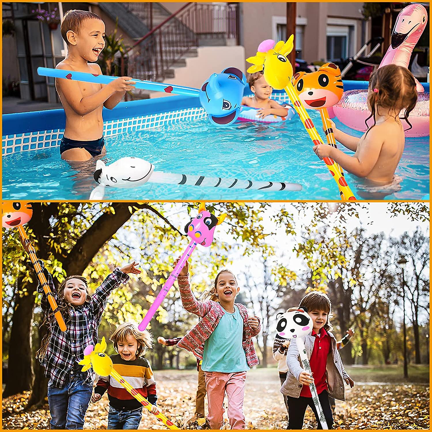 6pcs Inflatables Toys Animals Stick with Sound Jungle Safari Animals ...