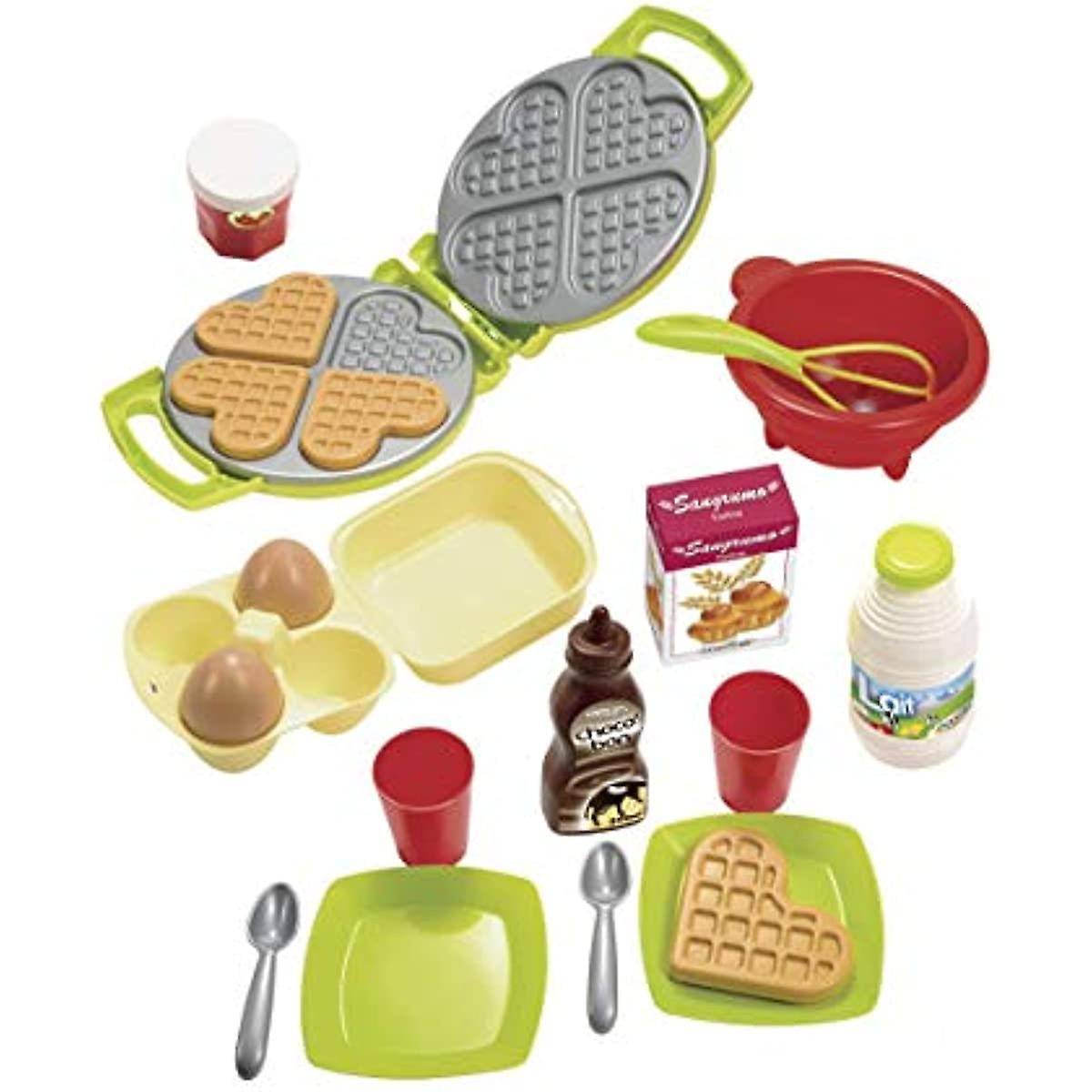 Kids Waffle Baking Set Role Play Toys Egg Ketchup Strawberry Bowl Heart ...