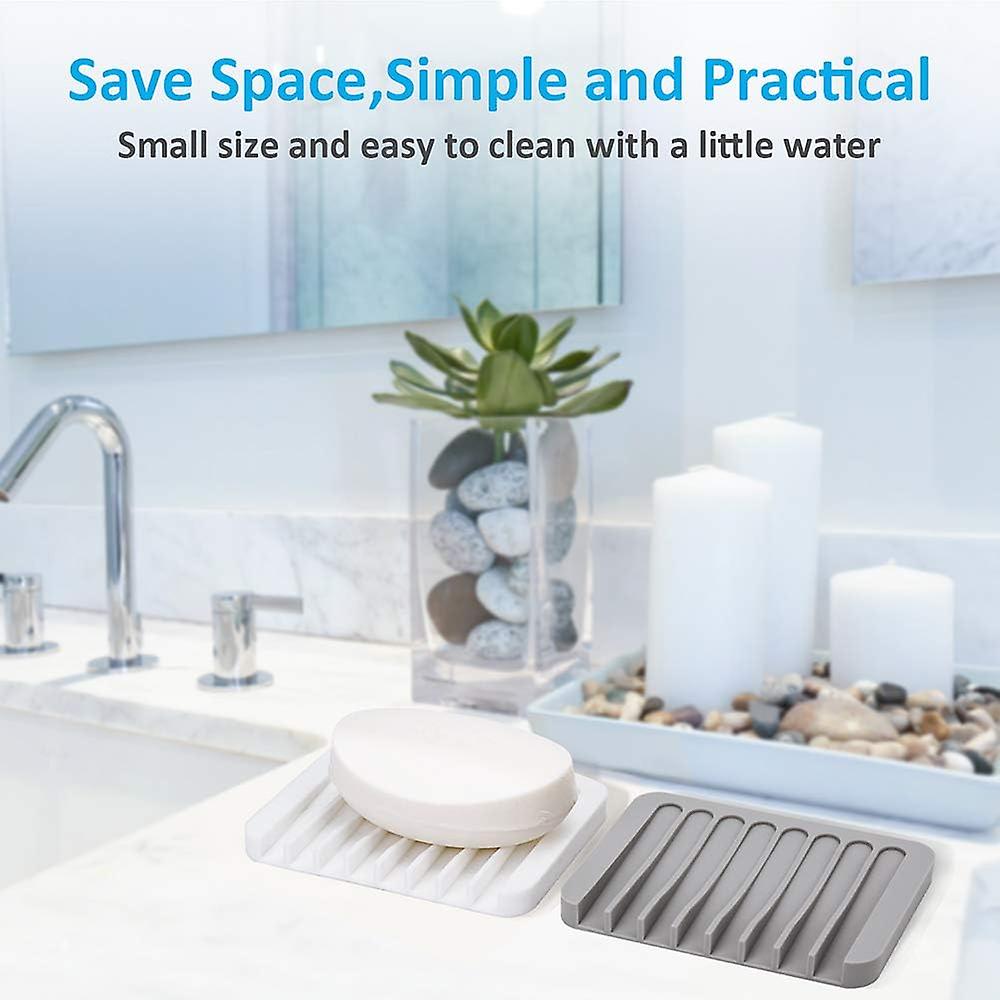 2pcs Self Draining Soap Dishes, Premium Silicone Soap Holder, Soap ...