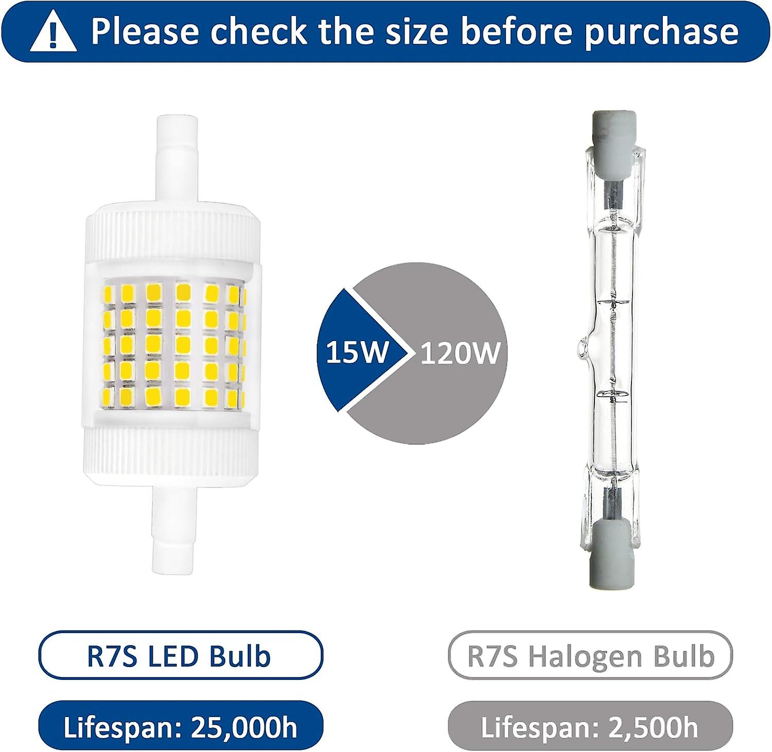 R7S LED Bulb 78mm Dimmable 15W Cool White 6000K, 1500LM, AC 230V ...