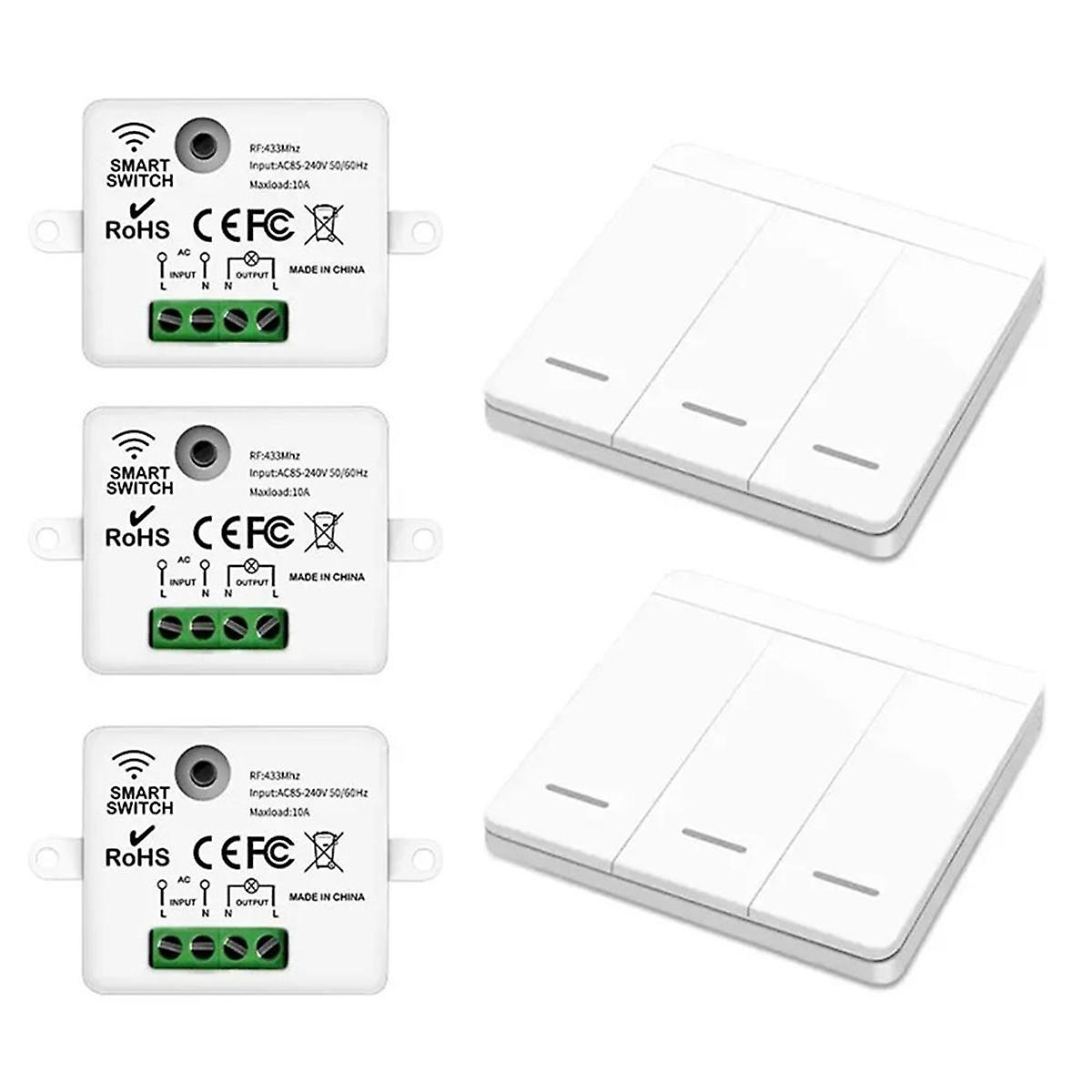 433Mhz Smart Wireless Switch RF Self-Powered Push Button Wall Panels ...