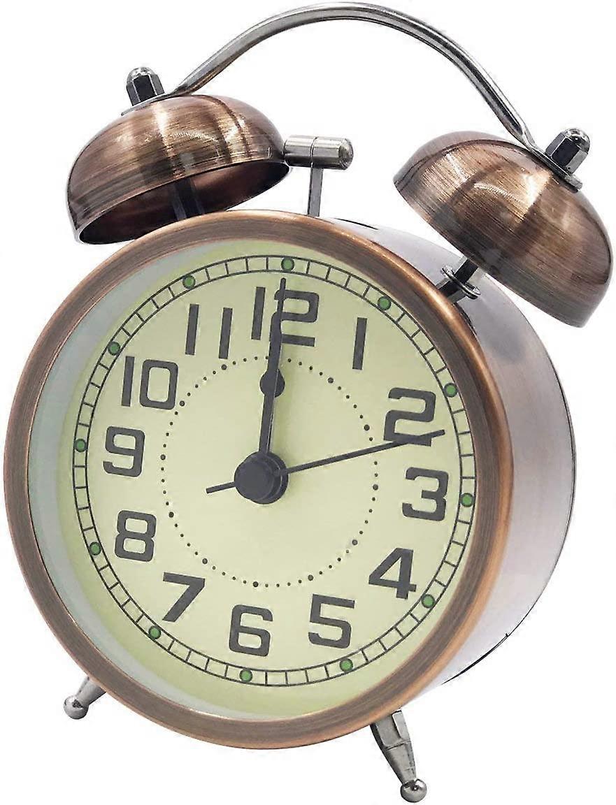 Retro Alarm Clock Morning Silent Bedside Quartz Alarm Clock, Analog ...