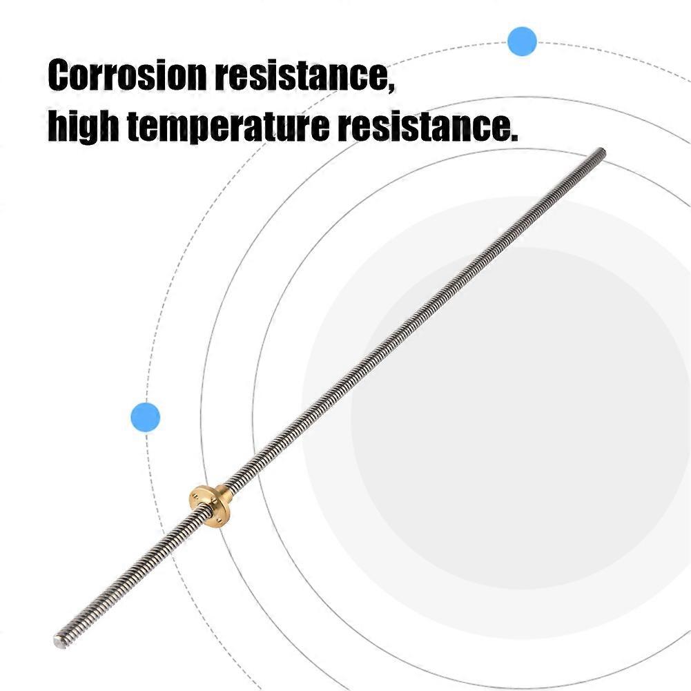 T8 8mm Trapezoidal Stainless Steel Threaded Rod Lead Screw & Brass Nut ...