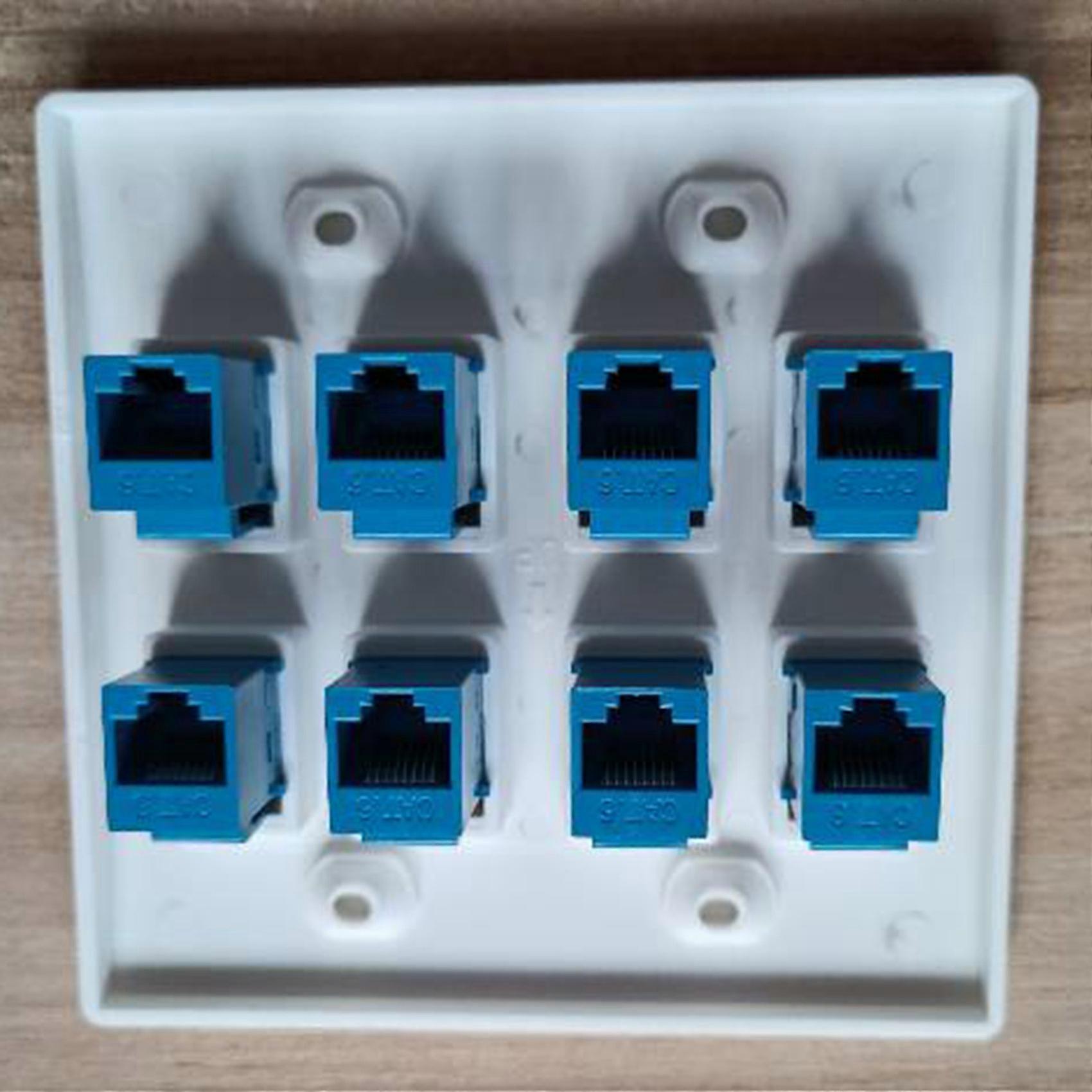 Ethernet Wall Plate 8 Port - Double Gang Cat6 RJ45 Network Cable ...