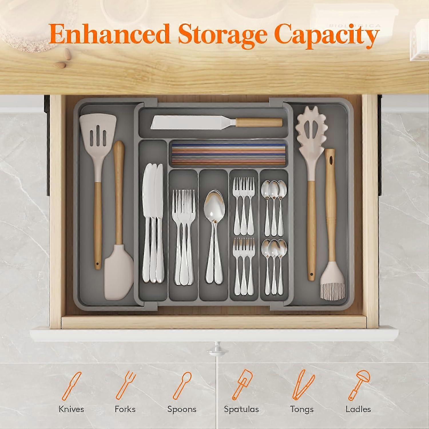 Lifewit Silverware Drawer Organizer, Expandable Utensil Organizer for ...