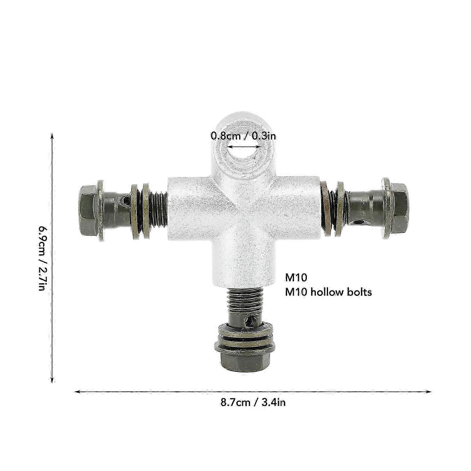 ATV Front Hydraulic Brake T Connector Coupler Brake Line 3 Way Banjo ...