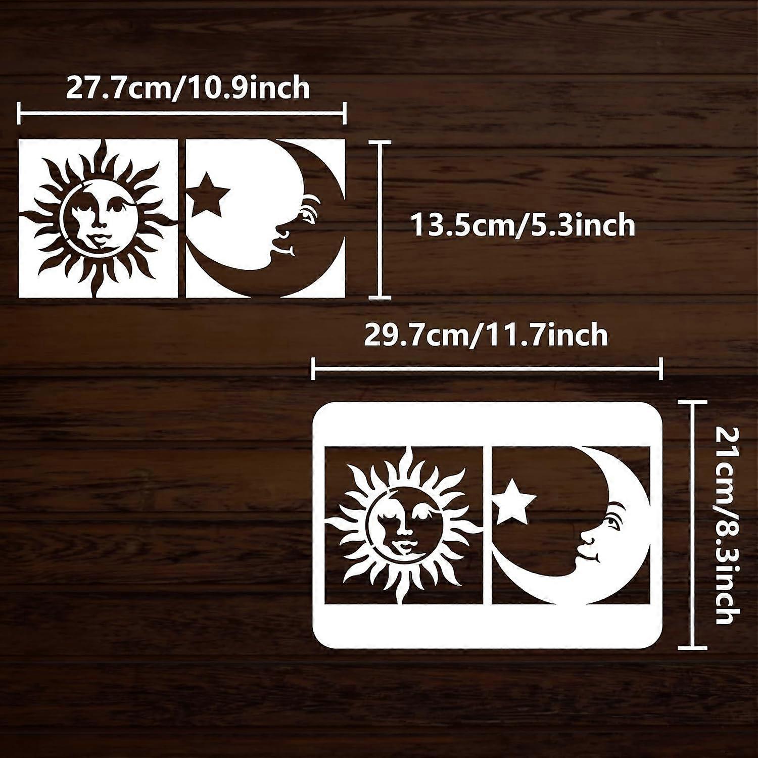 Sun and Moon Stencil 11.7x8.3 inch Celestial Stencil Plastic Sun Moon Stars Patterns Template ...