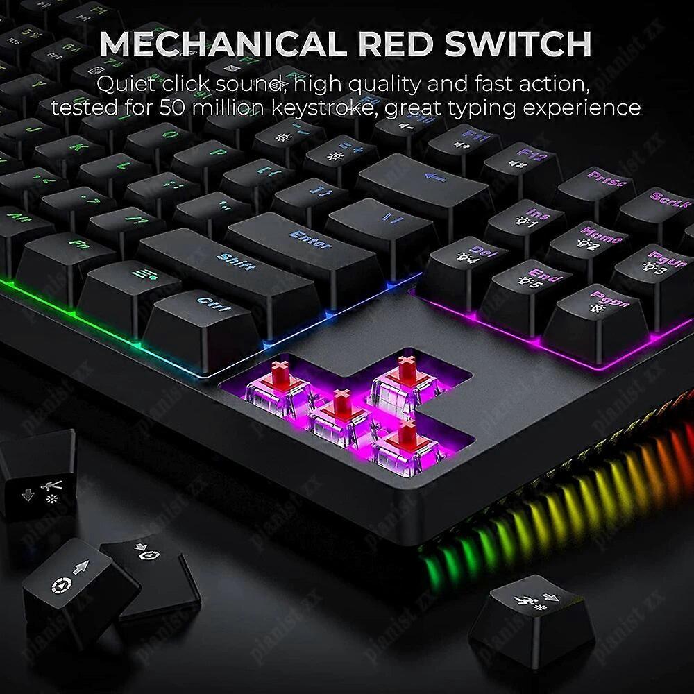 Mechanical Keyboard 87 Key RGB Backlit Blue Red Switch Portable Gaming ...
