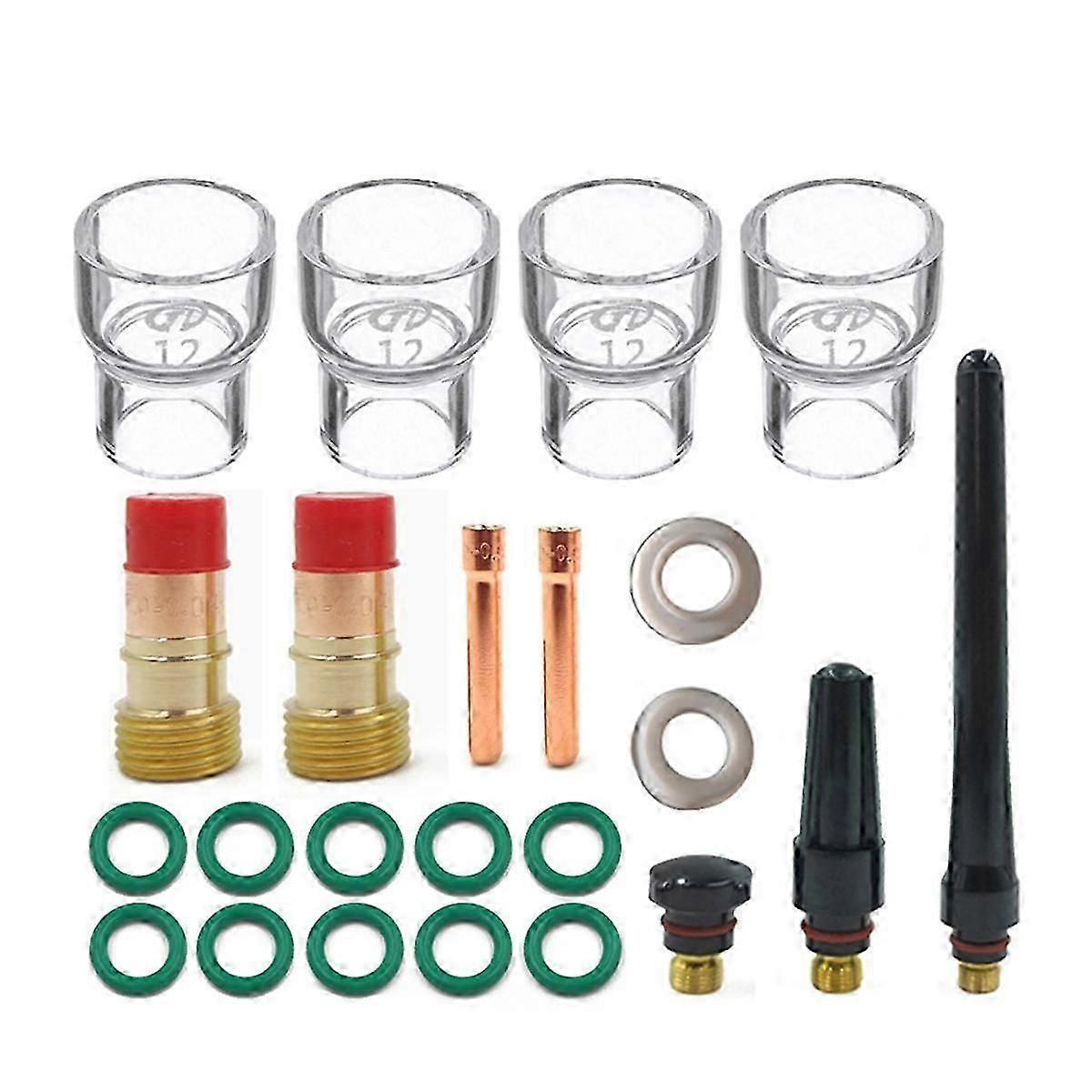 New Models 23PCS TIG Stubby Gas Lens TIG Collet 12Pyrex Cup TIG Gas ...