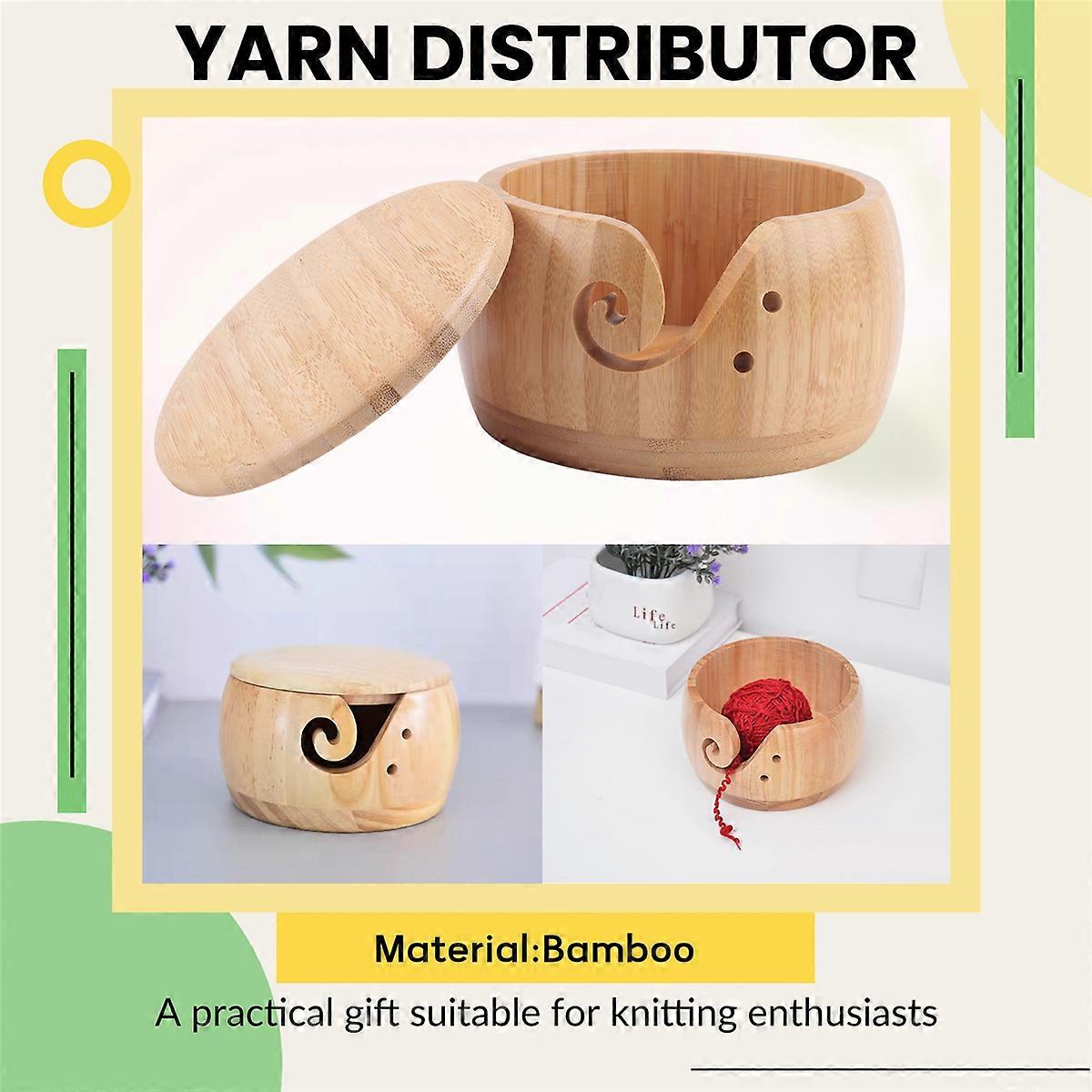 Wooden Yarn Bowl,Yarn Bowls with Lid for Knitting Crochet Yarn Ball ...