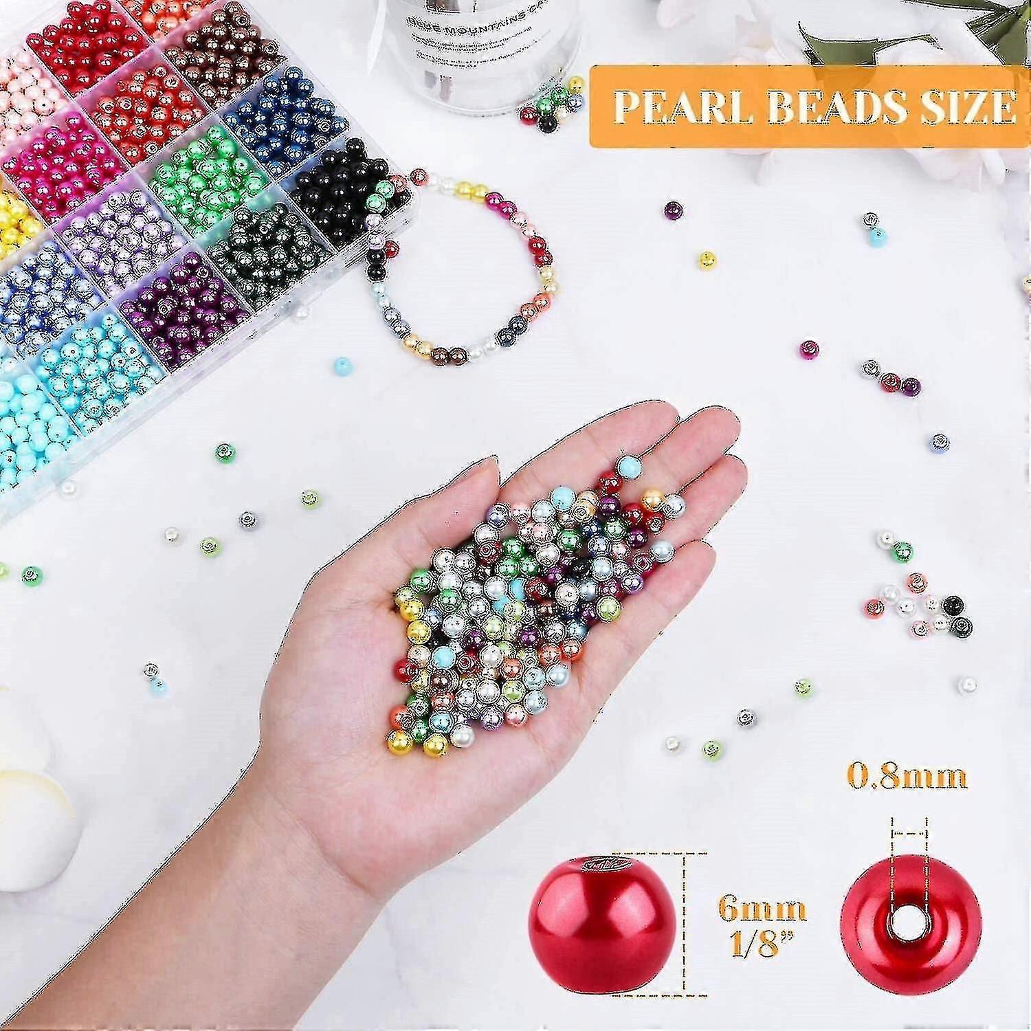 1680stk 6mm 24 farver runde perler perler med huller til smykker gør ...