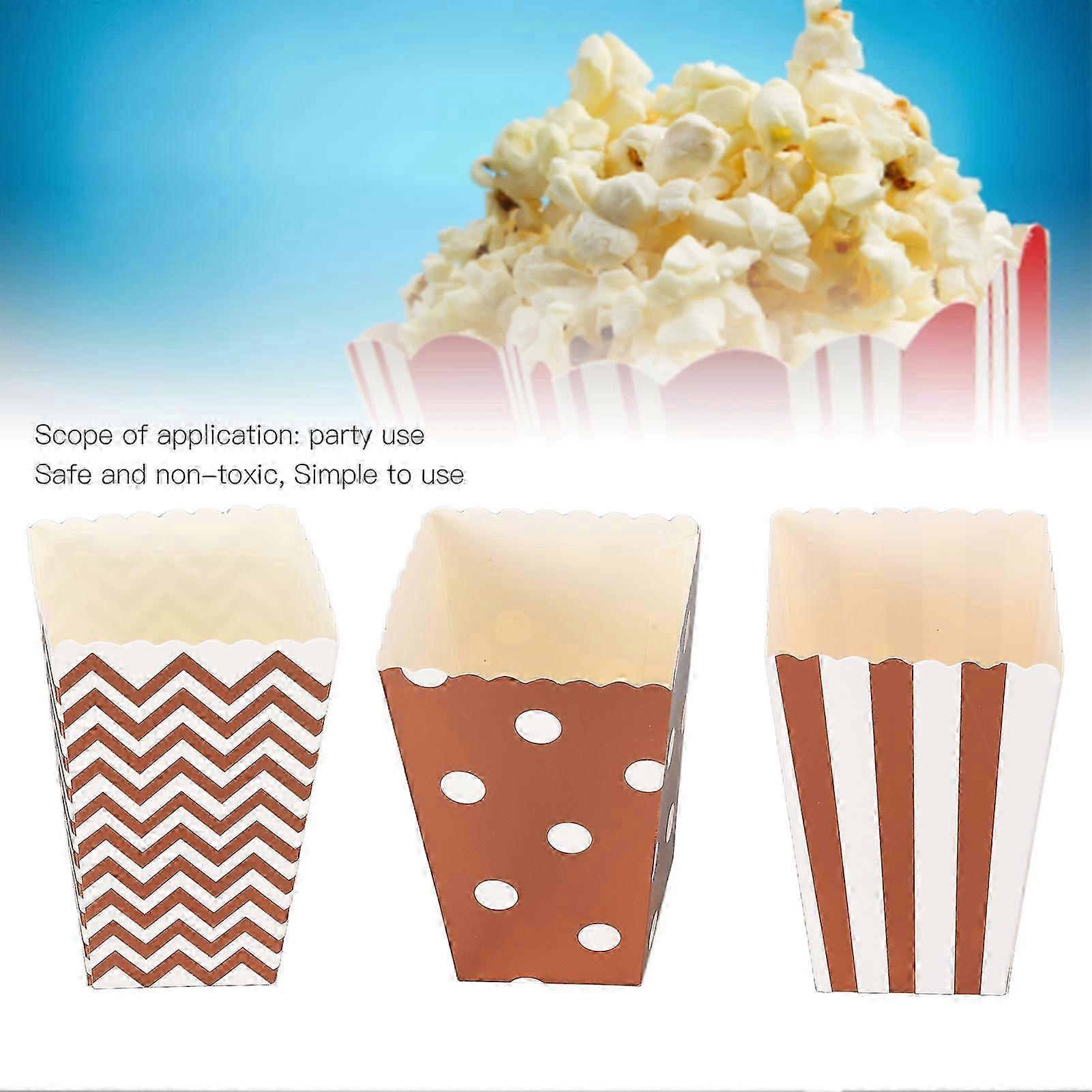 2025 18pcs Popcorn Boxes Stripe Dots Wavy Pattern Safe Non‑Toxic Paper ...