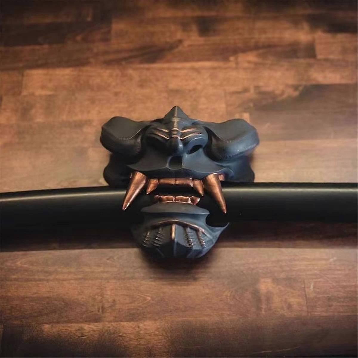 Katana Mask Wall Holder Wall Mounted Rack Japanese Black Samurai Sword ...