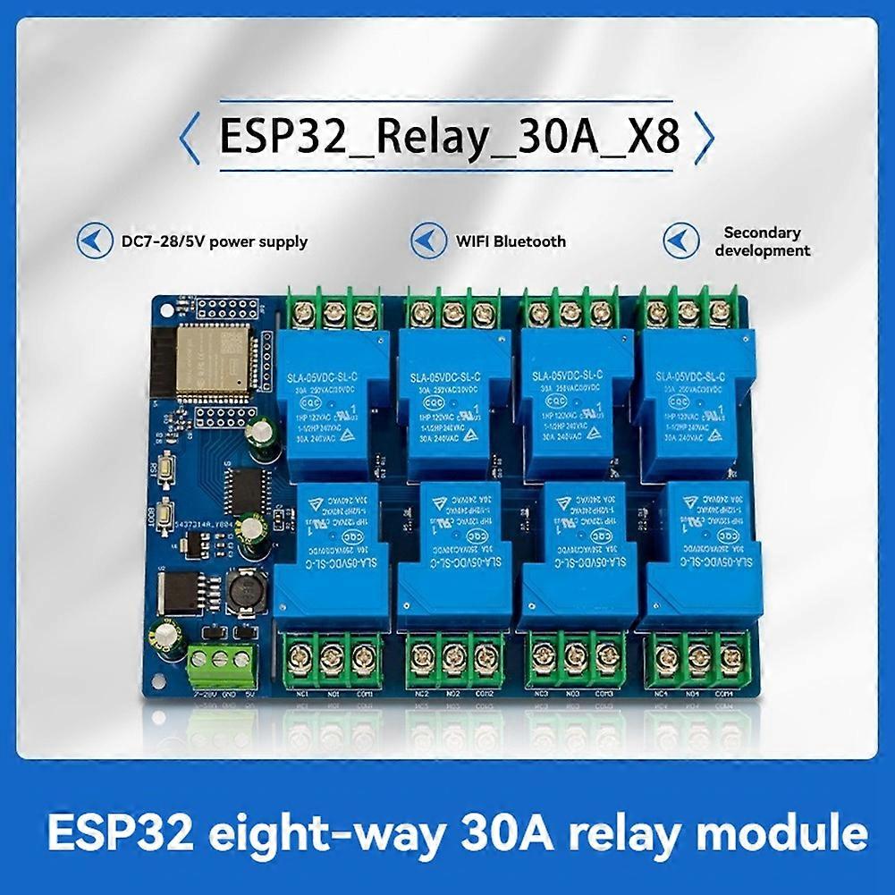 8 Channel Relay Module 30A DC7-28/5V WIFI Bluetooth Relay Module ESP32 ...