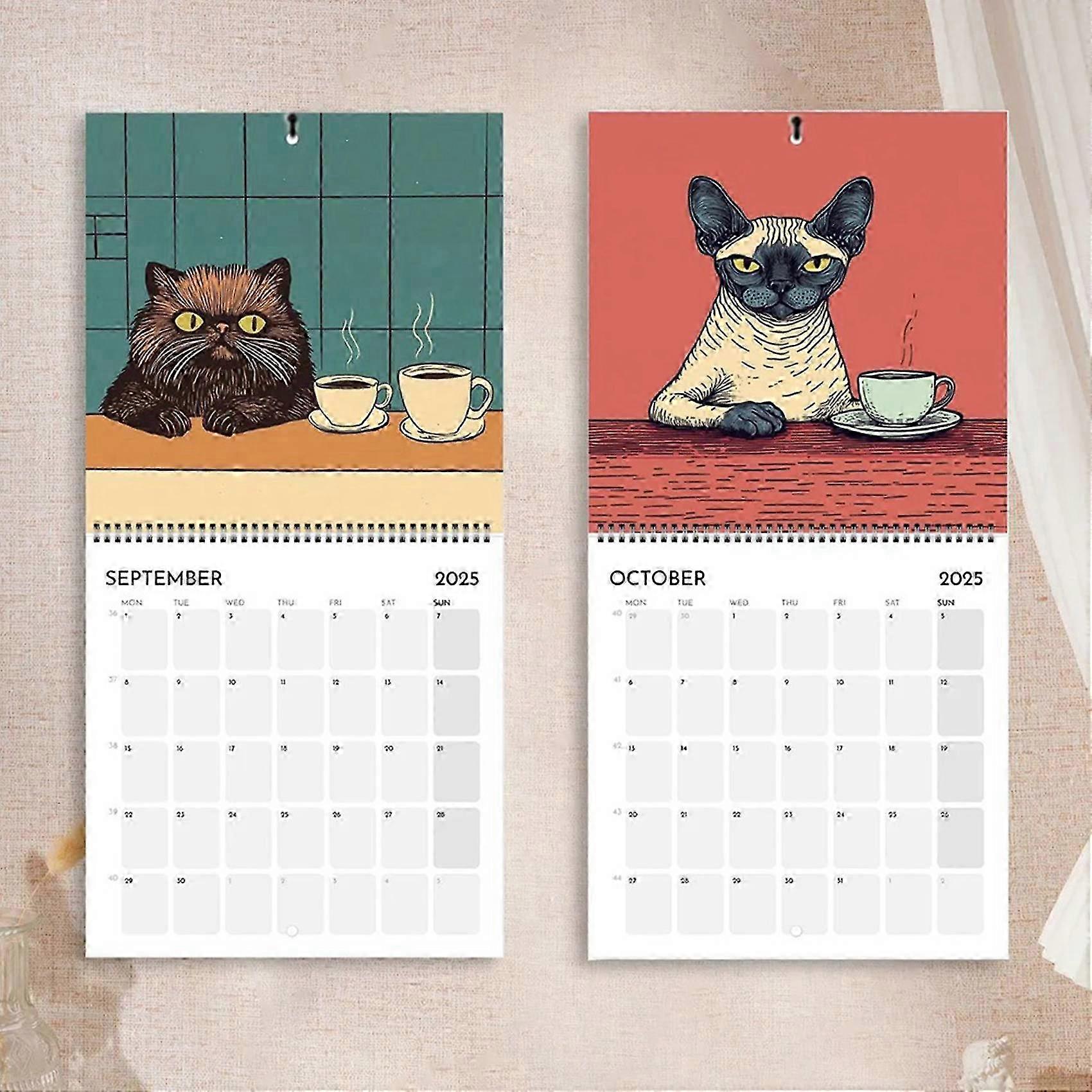 2026 Cat Calendar - 2026 Cats ' with Coffee Calendar | Fruugo AU