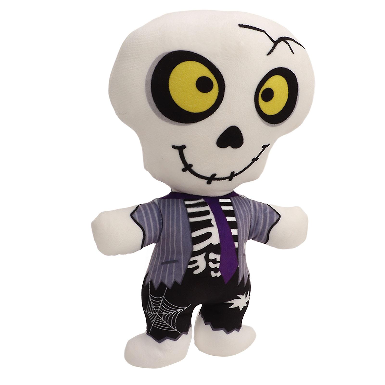 Cartoon Halloween Skull Plush Toy Funny Skeleton Stuffed Doll 11.8 Inch ...