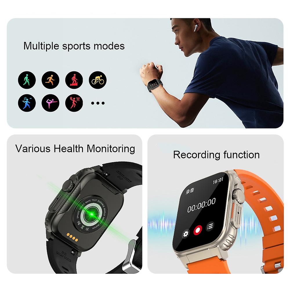 A70 1.96 inch Health Monitoring Bluetooth Call Smart Watch | Fruugo UK