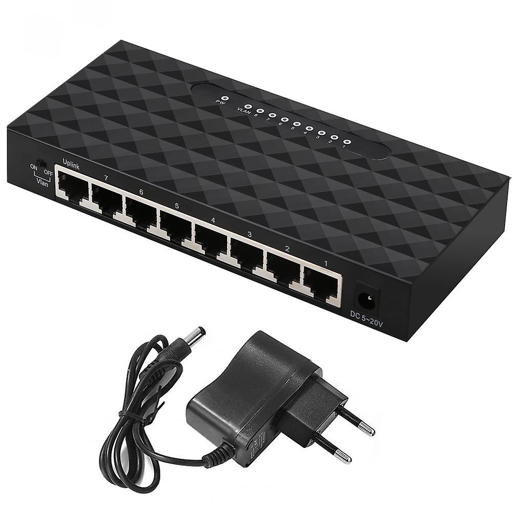 8-Ports 10/100/1000Mbps Unmanaged Ethernet Switch Home Network Hub Plug ...