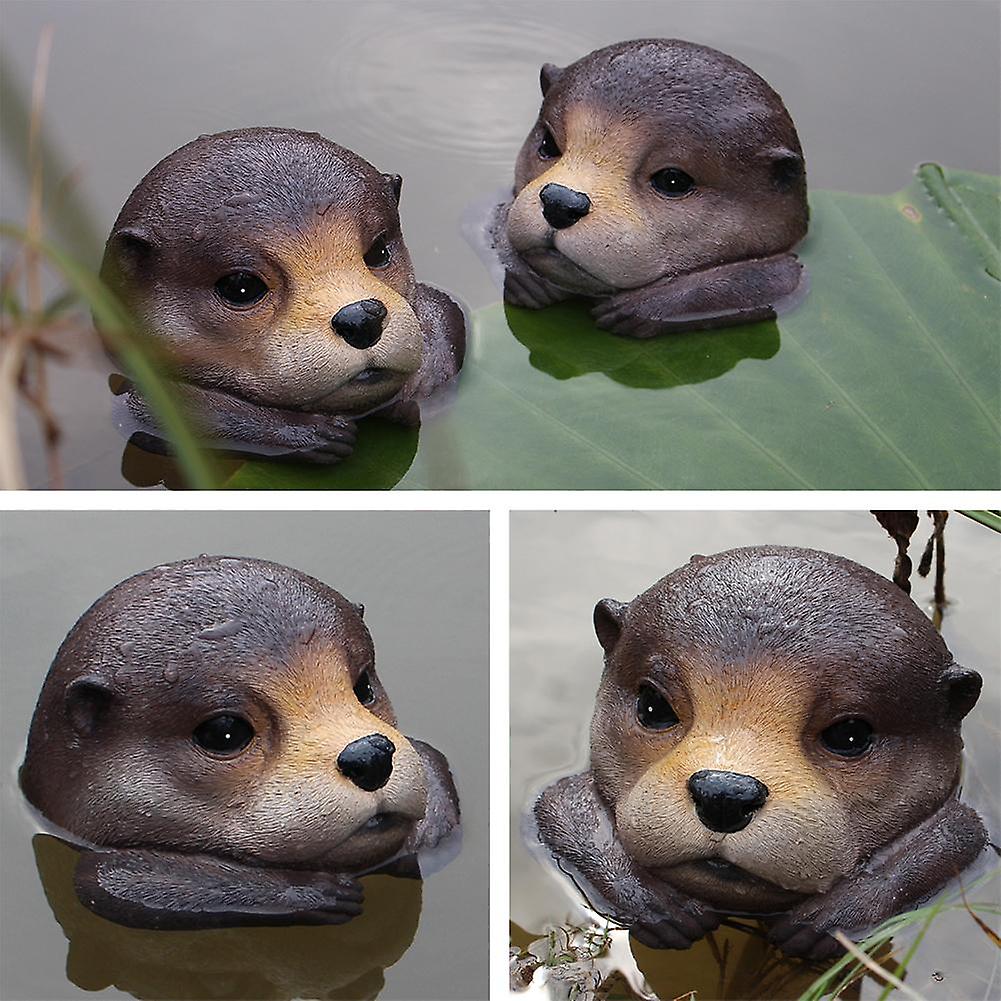 2pcs Garden Courtyard Otter Figurine for Decorative in Pond Fish Tank ...