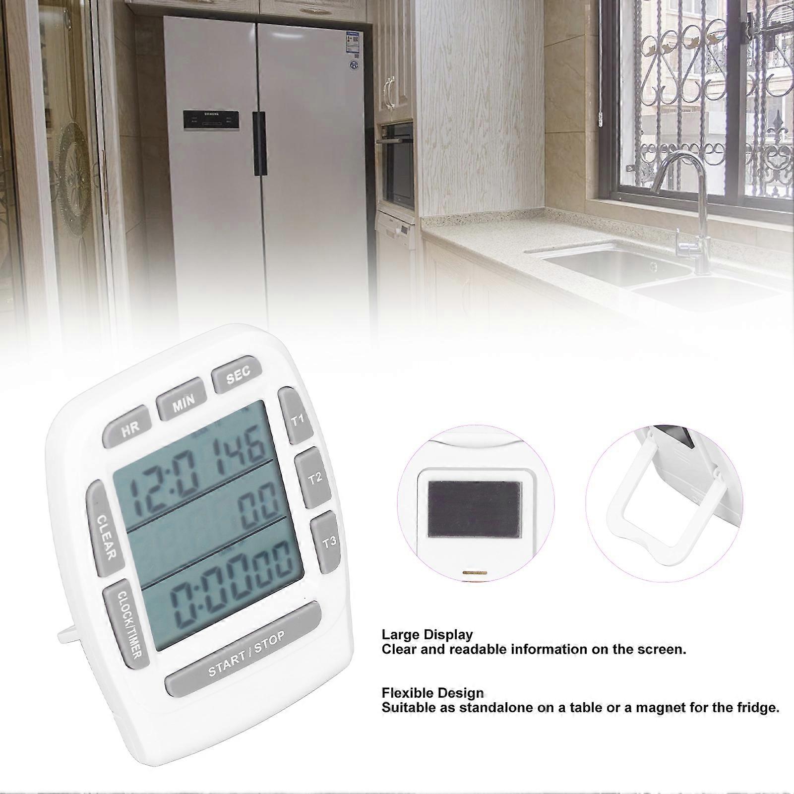 Triple Timer Clock Count Down Up 4.0x4.4cm LCD Display Multifunction ...