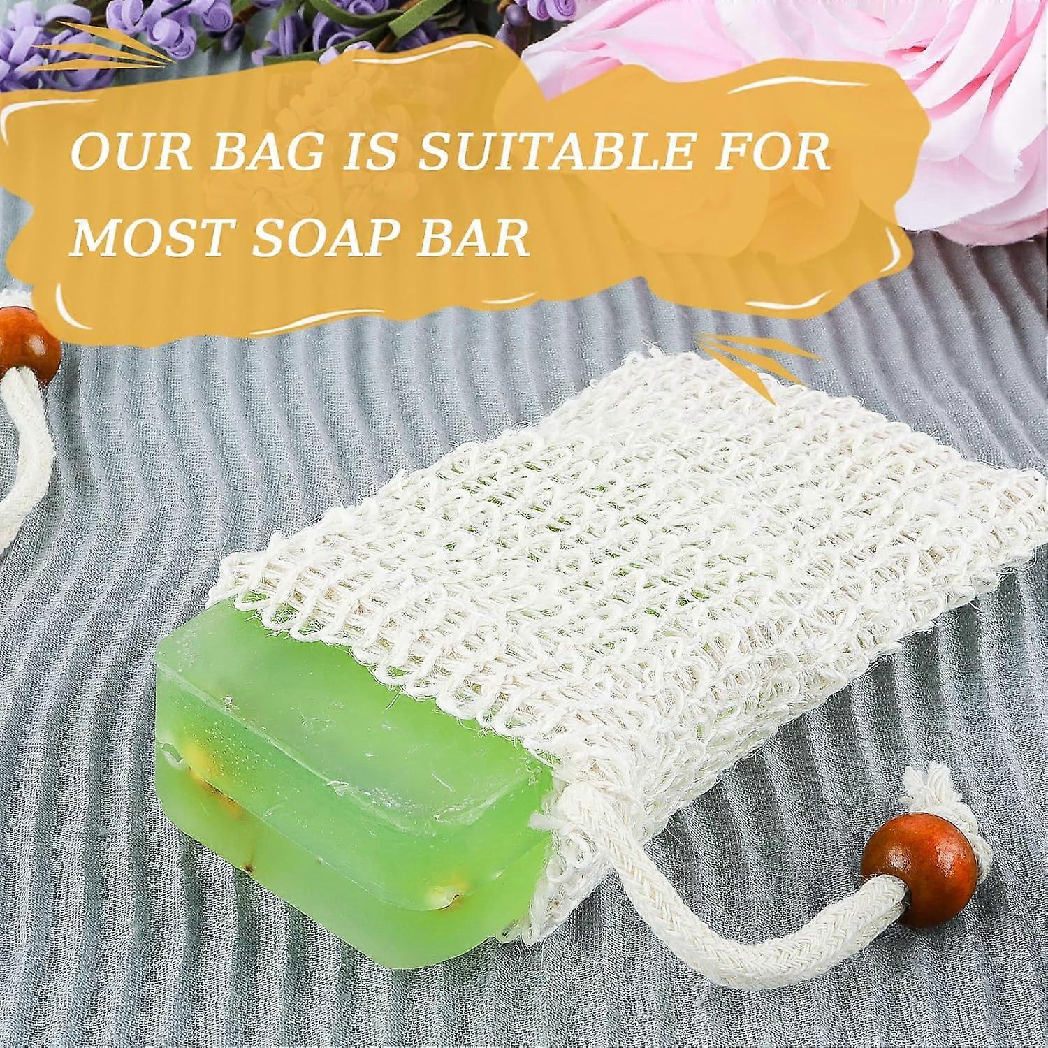 Soap Bags 4 Pack, Cotton Soap Bags, Natural Sisal Soap Storage Bags ...