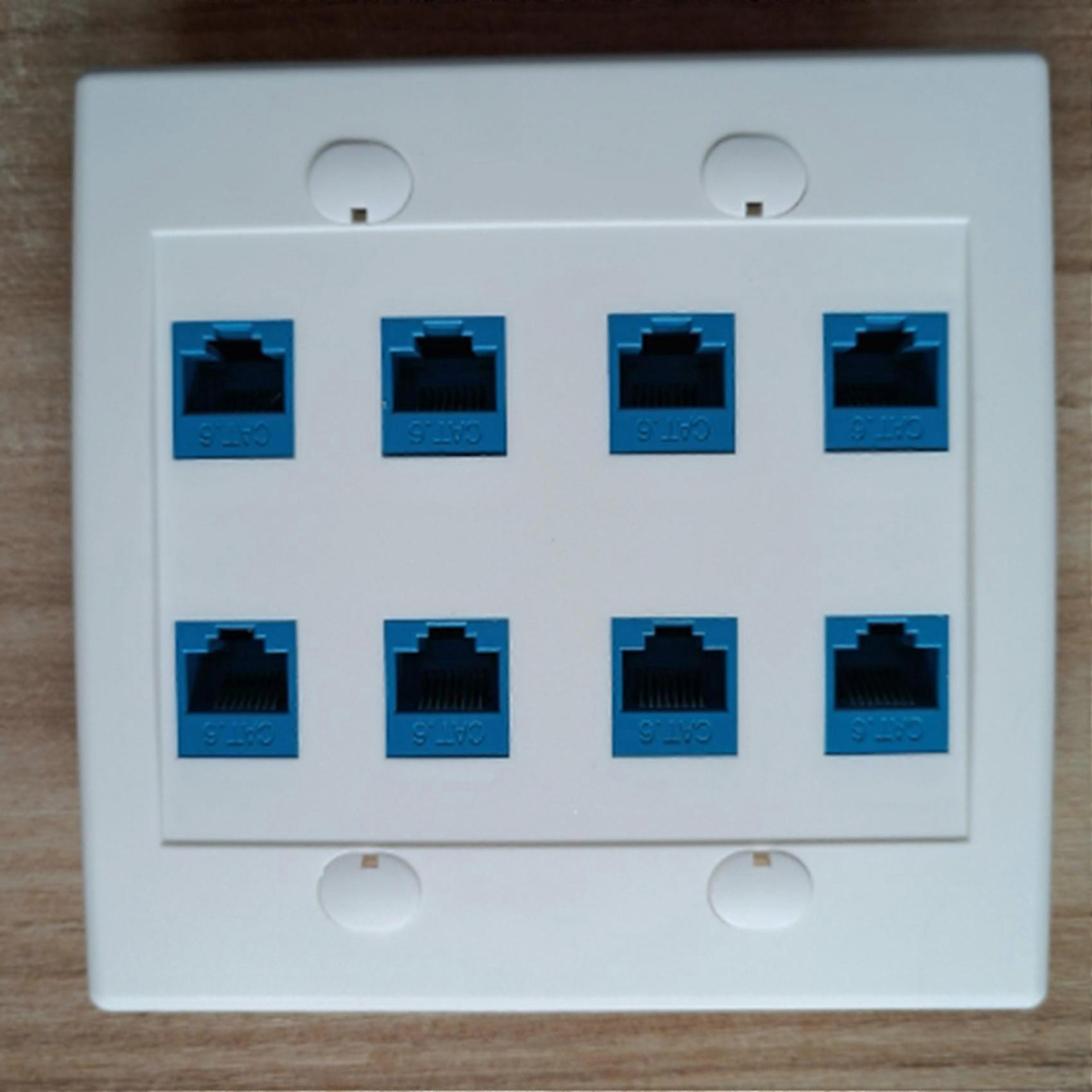 Ethernet Wall Plate 8 Port - Double Gang Cat6 RJ45 Network Cable ...