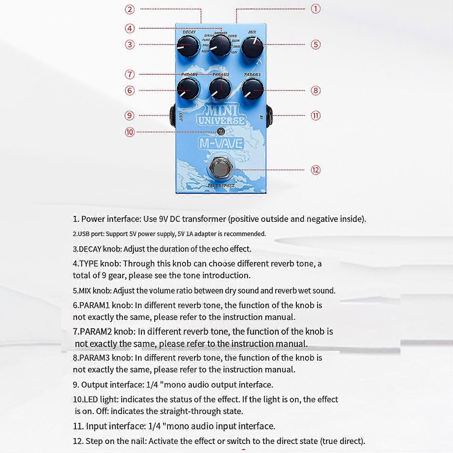 Mini Guitar Electric Guitar Digital Reverb Pedal True Bypass Metal Case ...