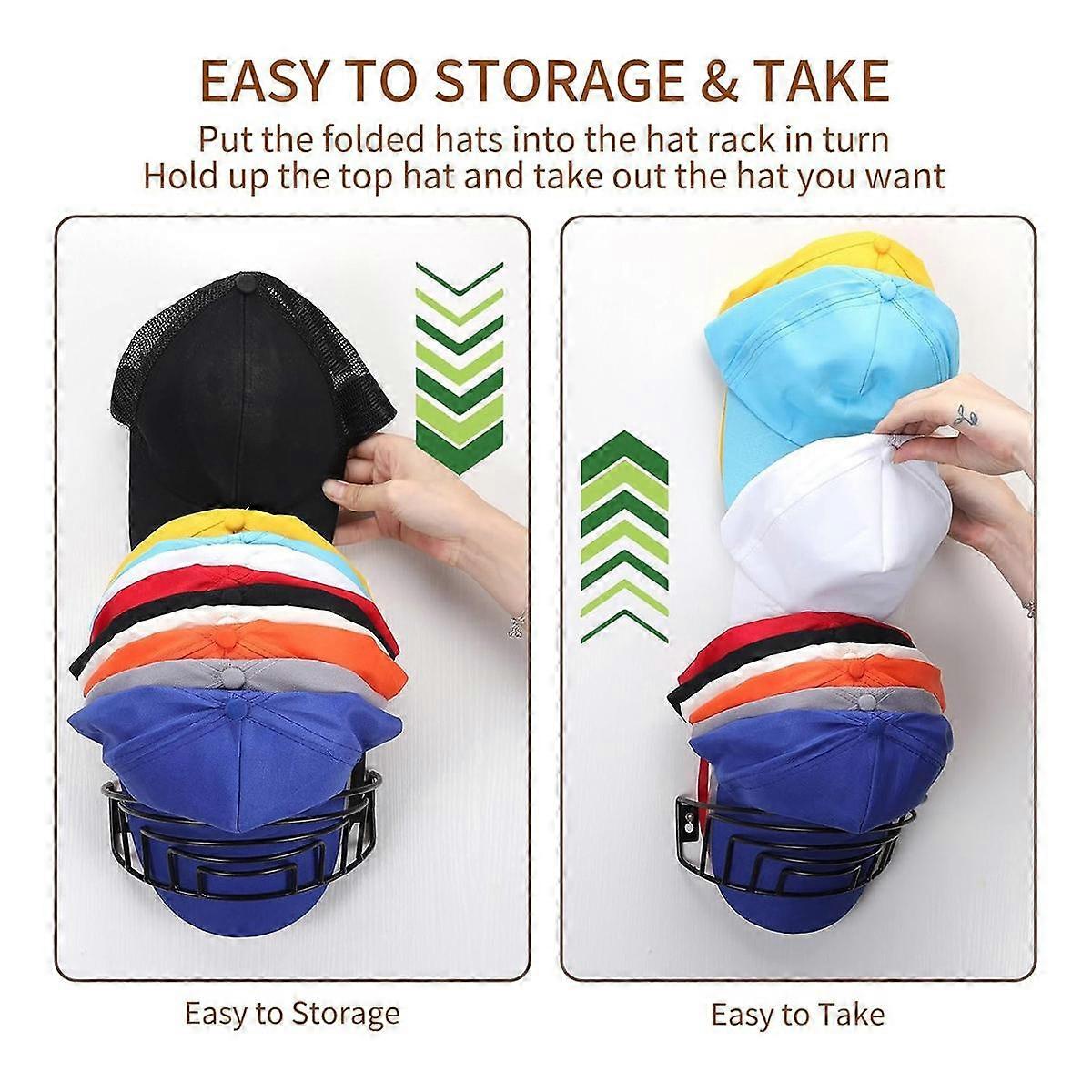 2 Pack Hat Rack for Wall, Hat Organizers for Baseball Caps, Wall Mount ...