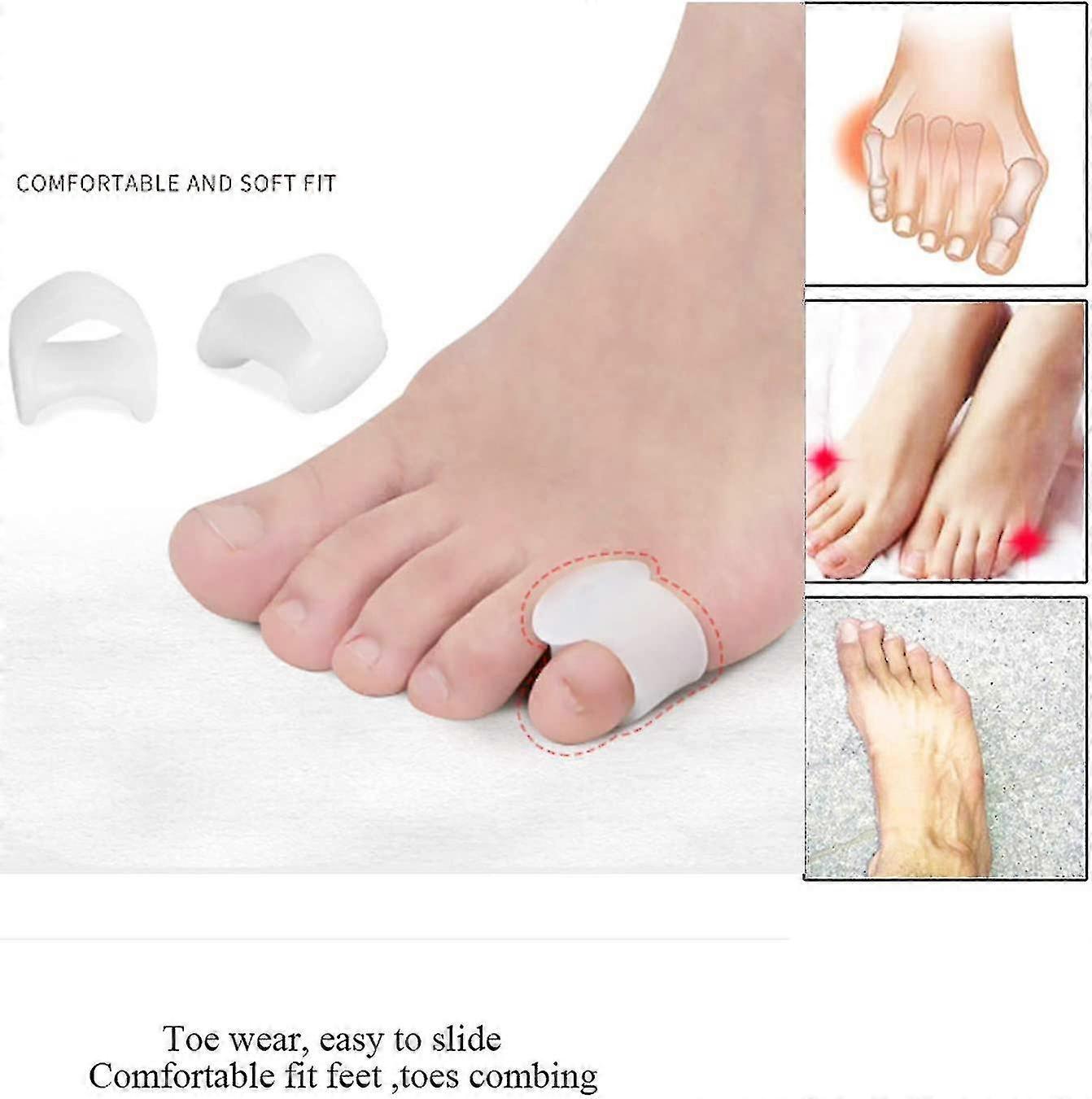 10pcs Pinky Toe Separator, Gel Toe Spacers Straightener, Hammer Toe ...