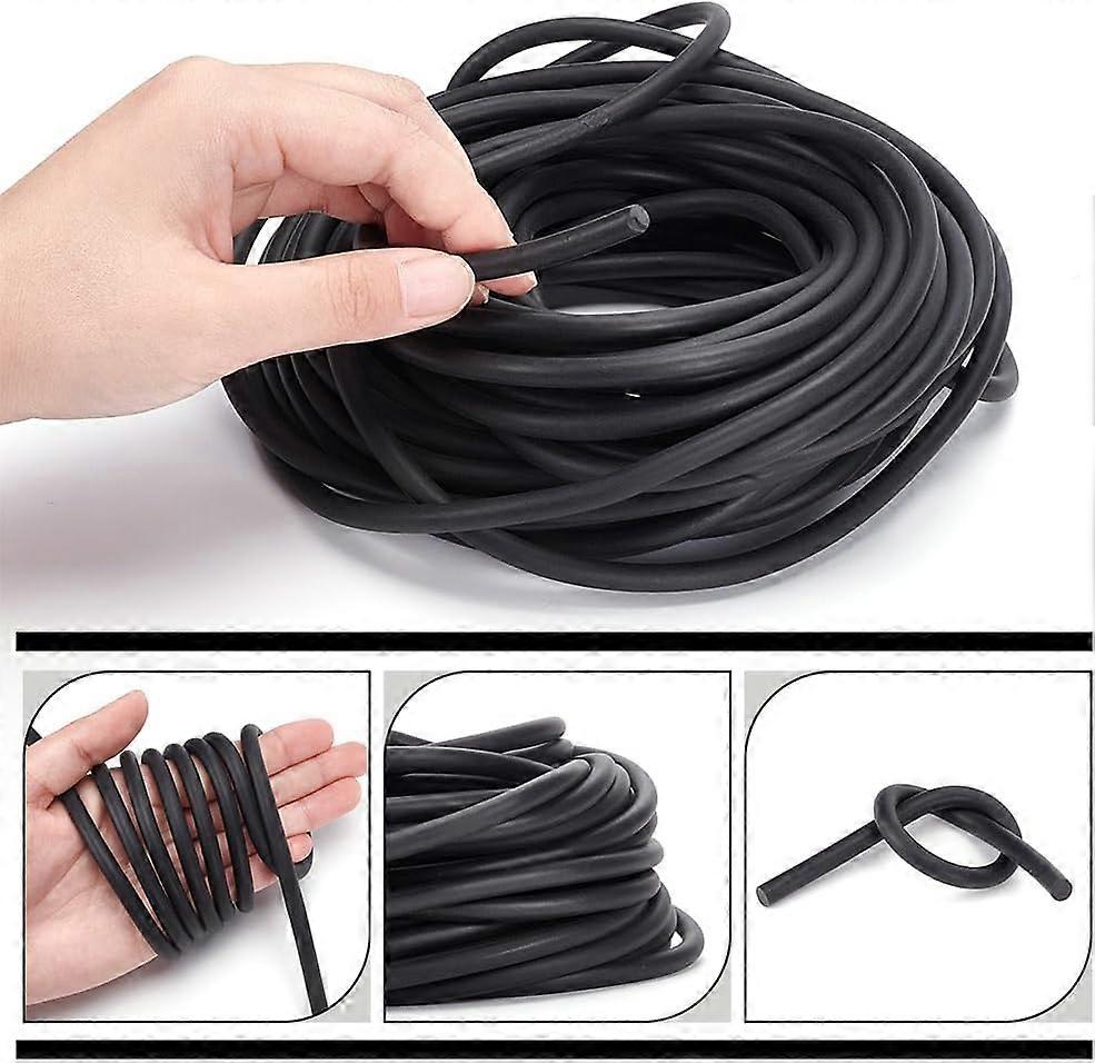 49 Feet Solid Rubber Cord 6mm Thick Rubber Rope Round Cord Black Rubber ...