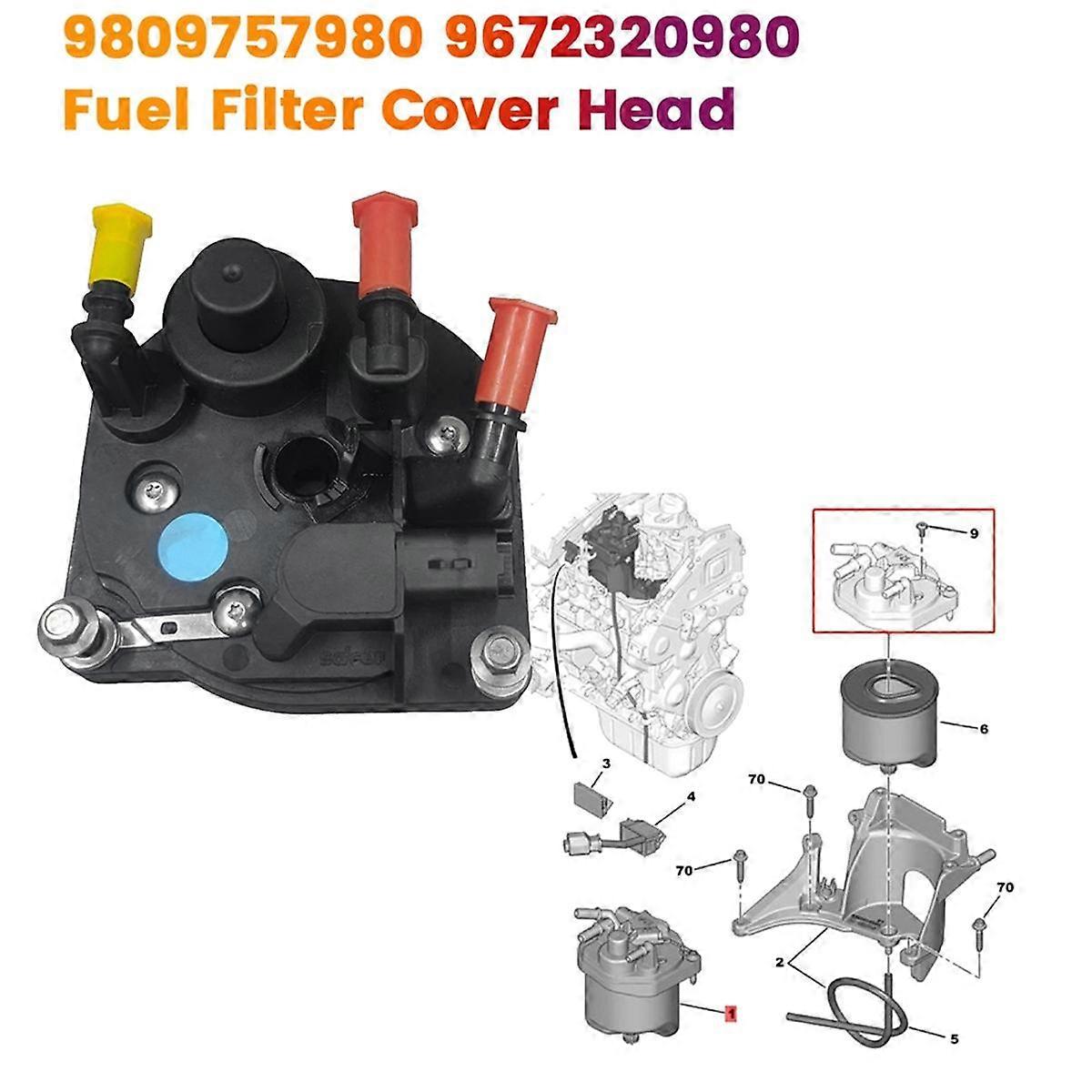 9809757980 Fuel Filter Housing Cover for C3 C4 C5 207 208 3008 5008 ...