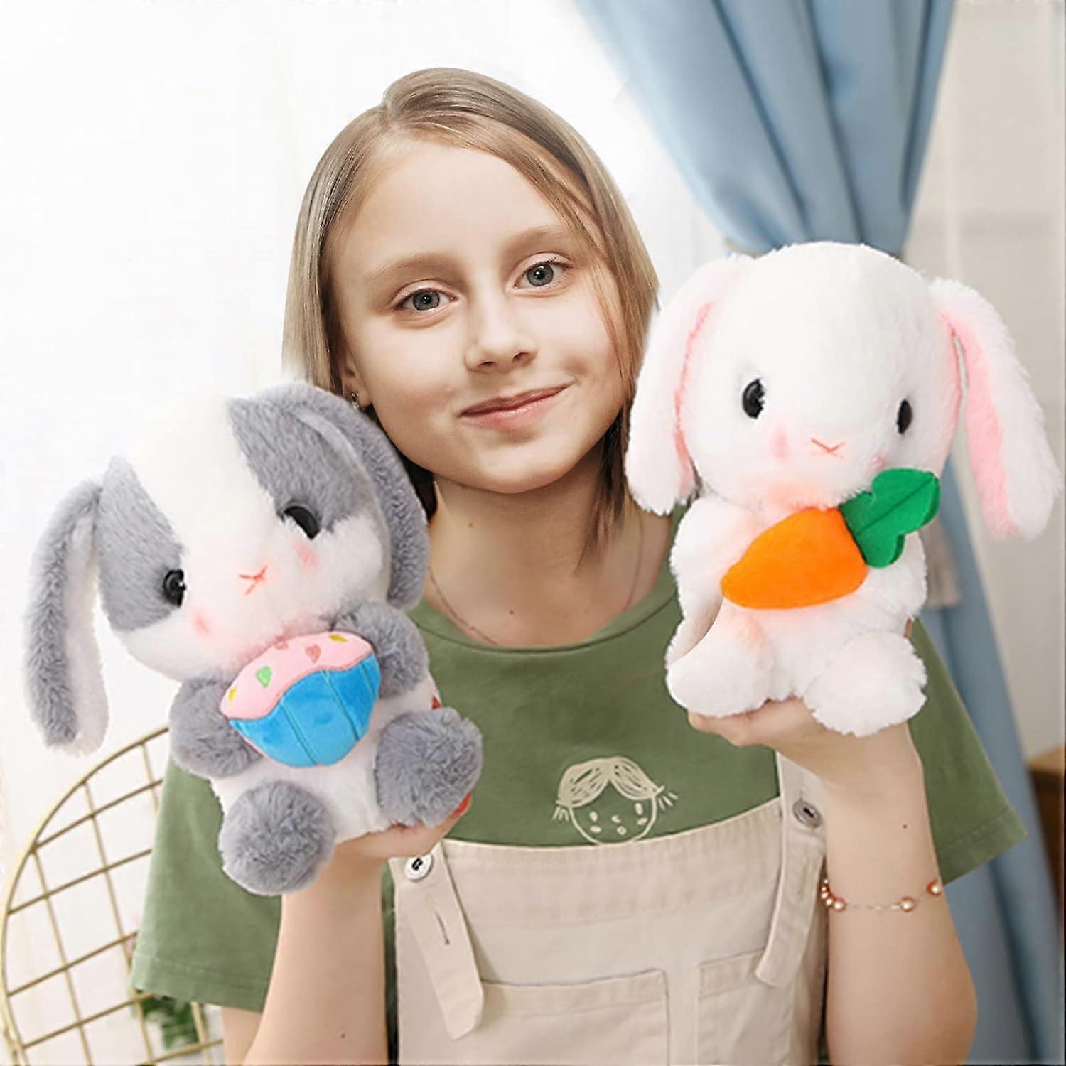 Bunny Stuffed Animal Easter Eared Rabbit Plush Cuddly White Bunny ...